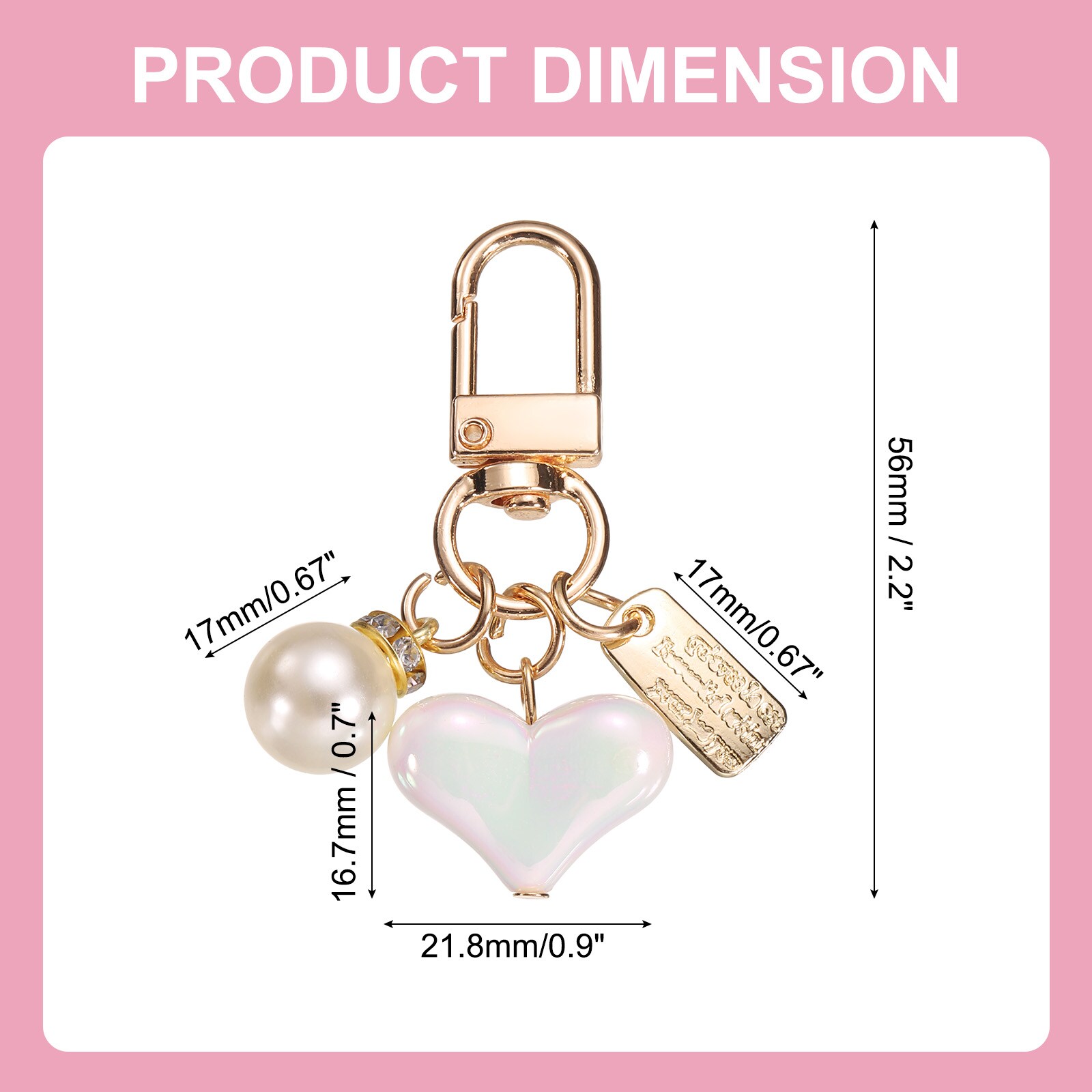 Unique Bargains Heart Keychain Charm for Women Metal Cute Heart and ...