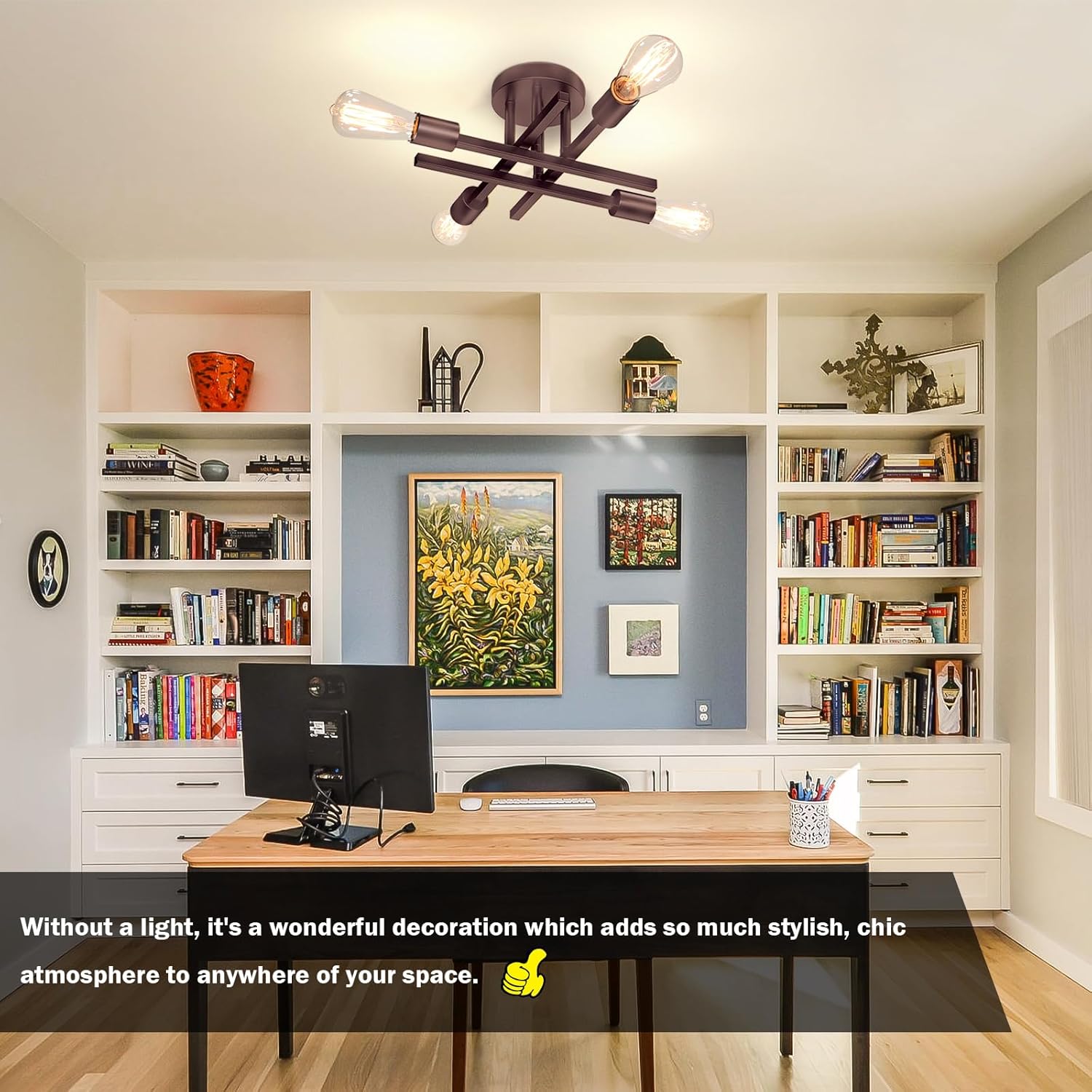 Nordic Hygge 4 Light Semi Flush Mount Ceiling Light Oil Rubbed Bronze ...