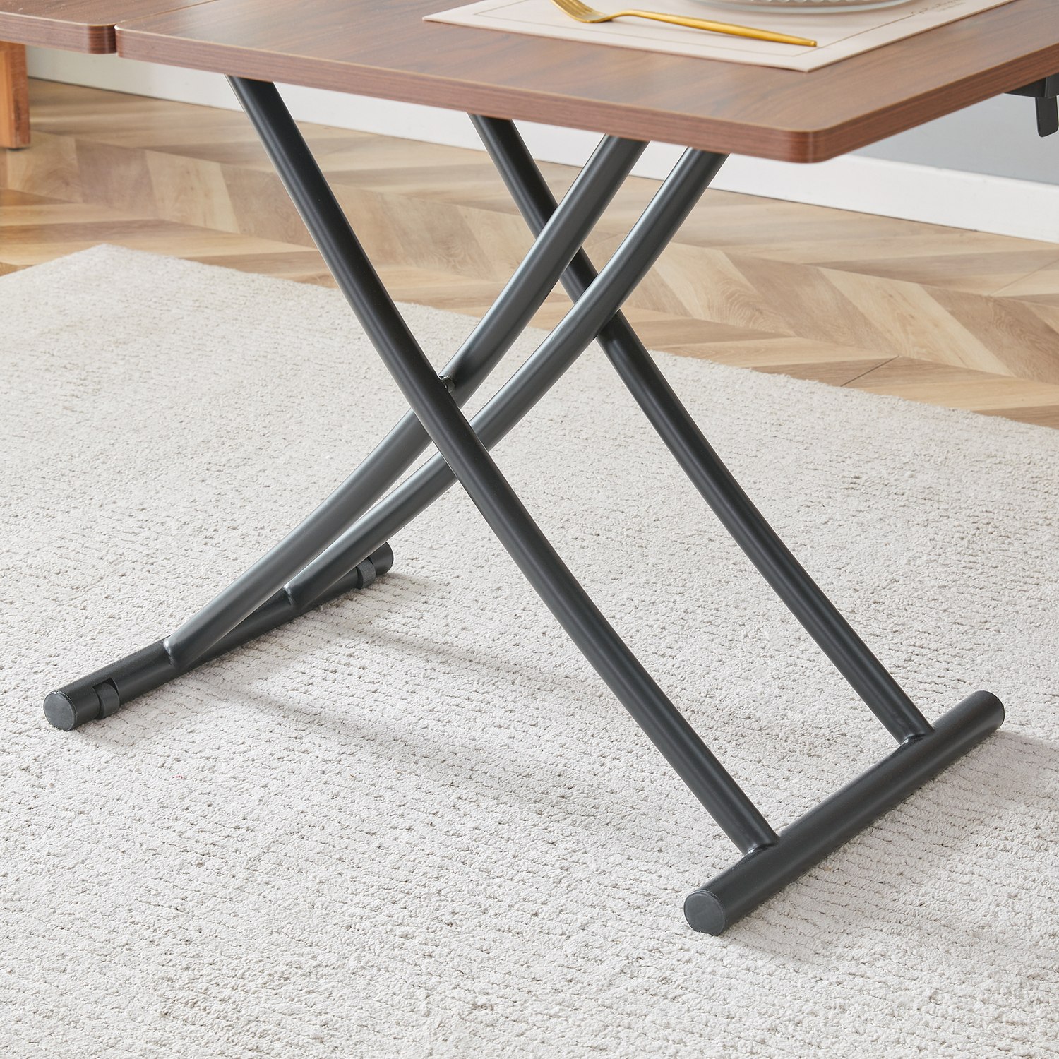 Watnature Minimalist lift table with height adjustment dark walnut MDF ...