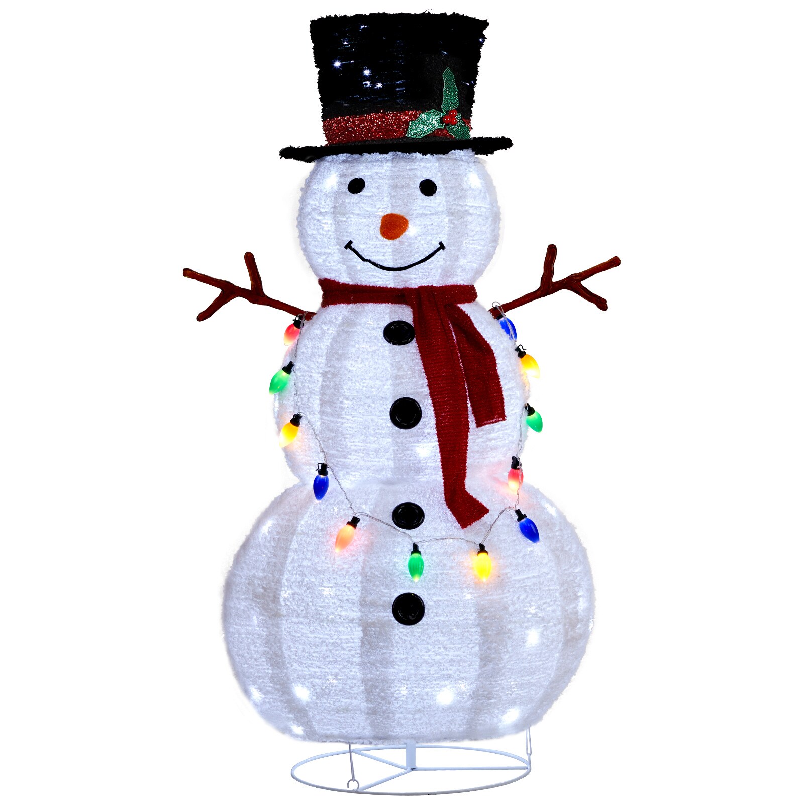 Upsimples 47.2in Lighted Plush Snowman Christmas Decoration Multicolor ...