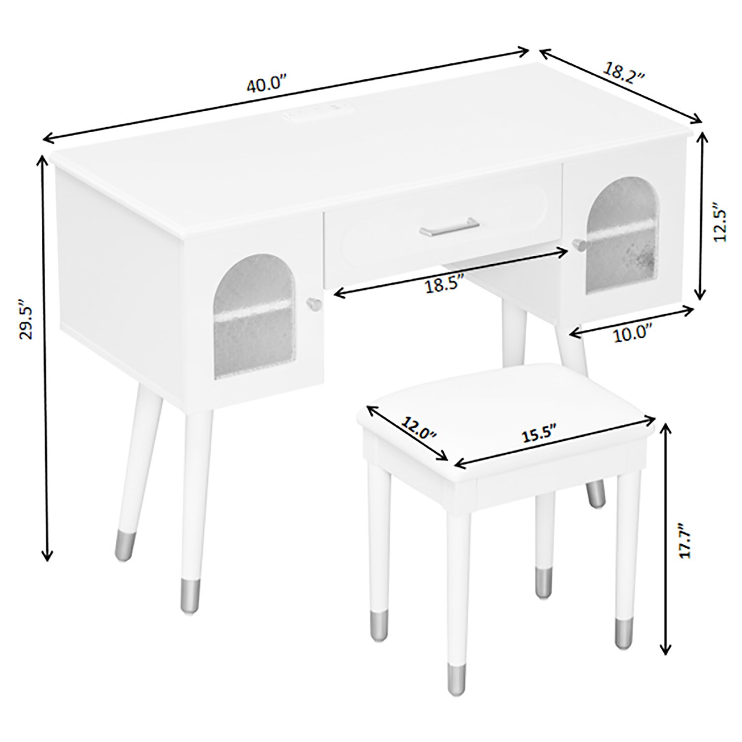 Beedesign Elegant Vanity Makeup Table and Chair Set Modern Dressing ...