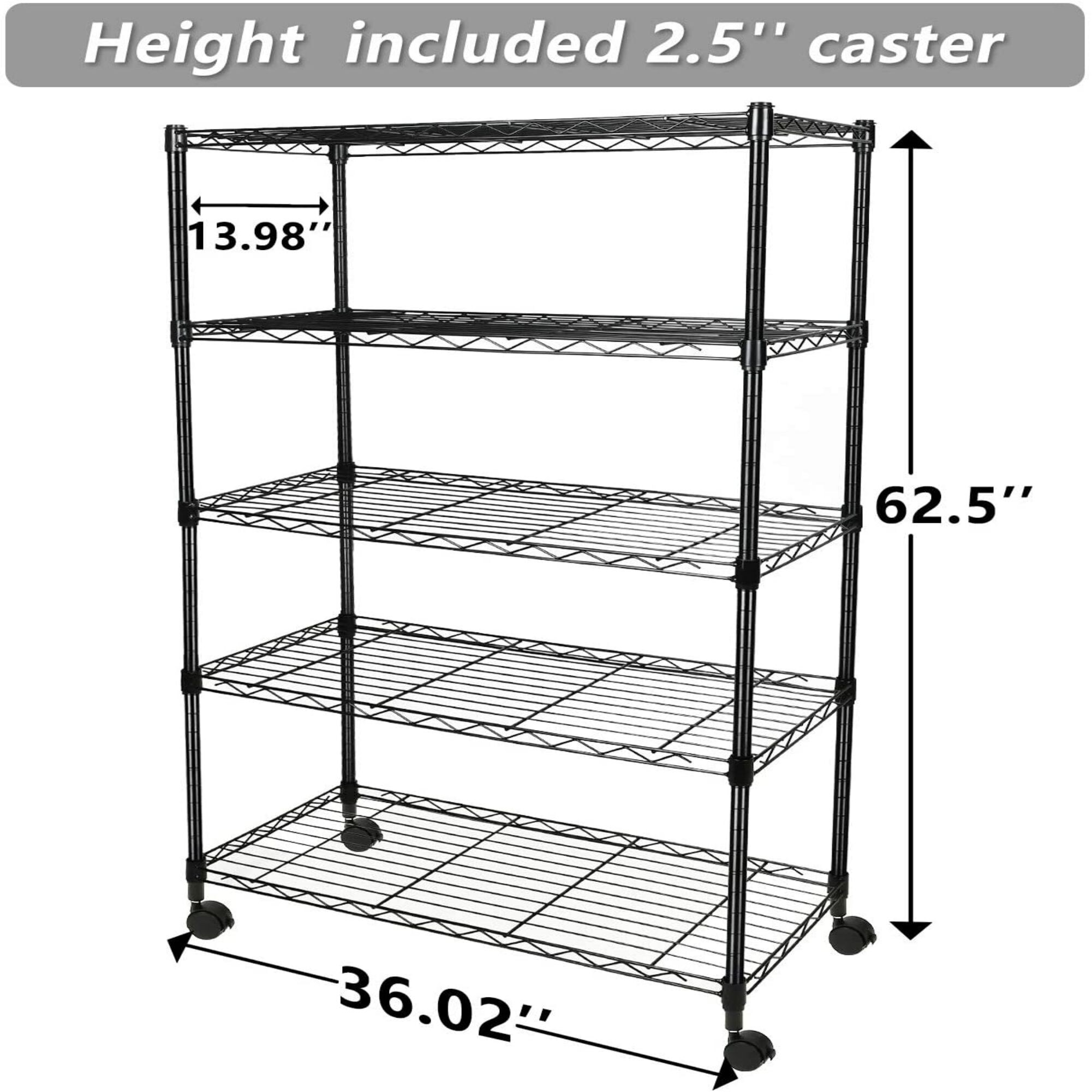 Siavonce Metal Heavy Duty 5-Tier Utility Shelving Unit (14-in W x 36-in ...