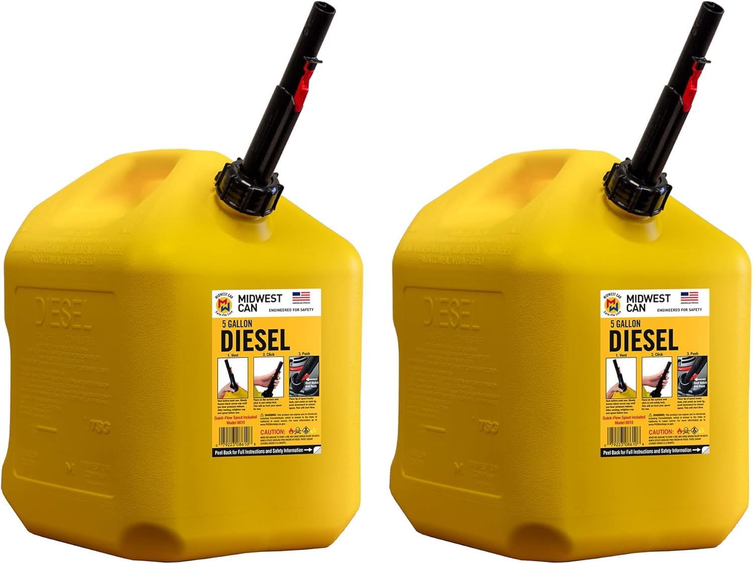 Midwest Can Company 8610 EPA and CARB Compliant 5 Gallon Diesel Fuel ...