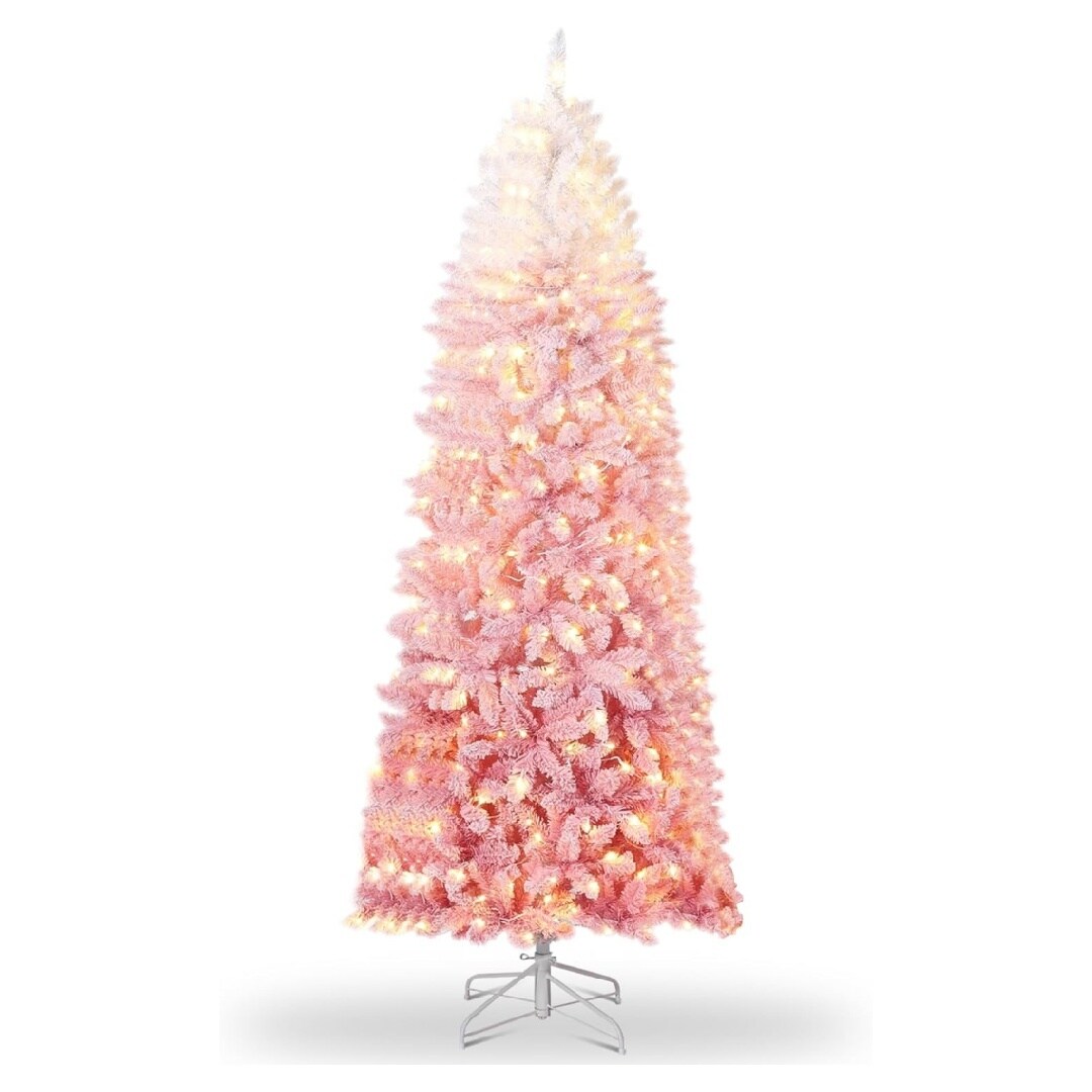 Der Rose White powder 4.5FT Slim Pencil Christmas Tree for Small Spaces ...