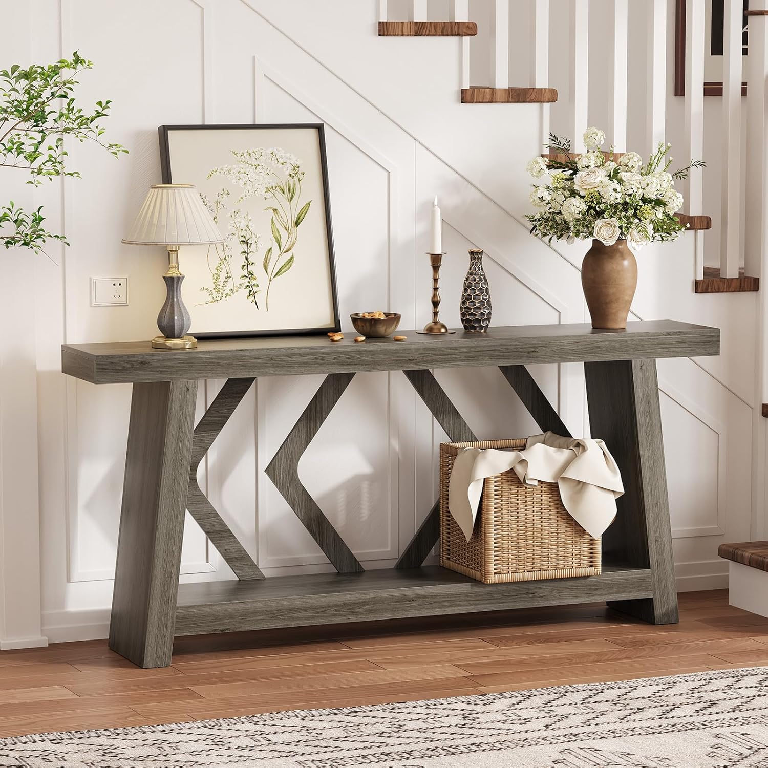 Garvee 71Inch All-Wood Console Table Extra Long Sofa Table Behind Couch ...