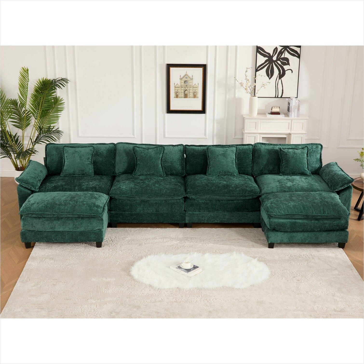 Naturefalls Three-Seat Sofa with Wider Armrests Modern Rectangular ...