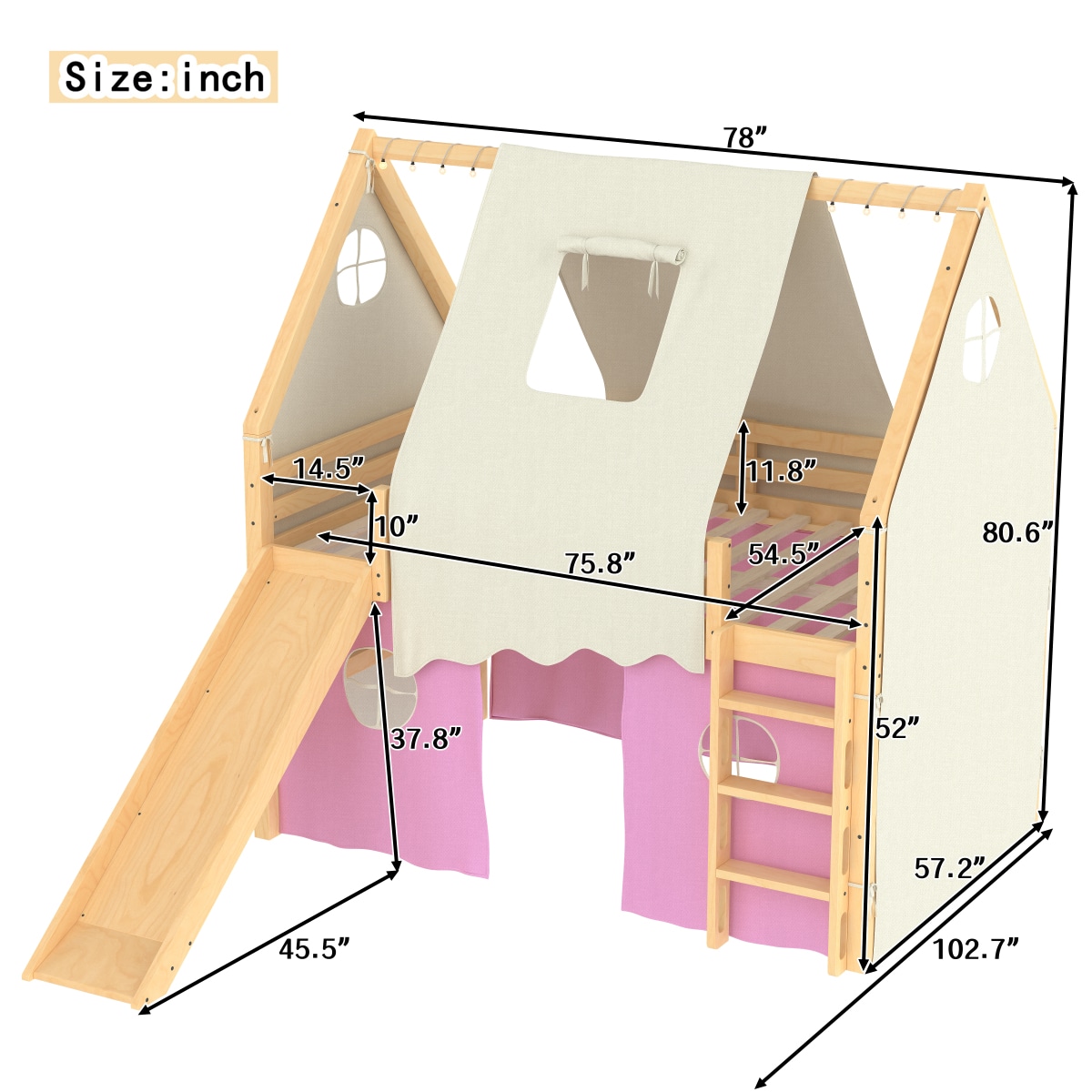 Streamdale Furniture Streamdale Full Size House Loft Bed with Sills ...