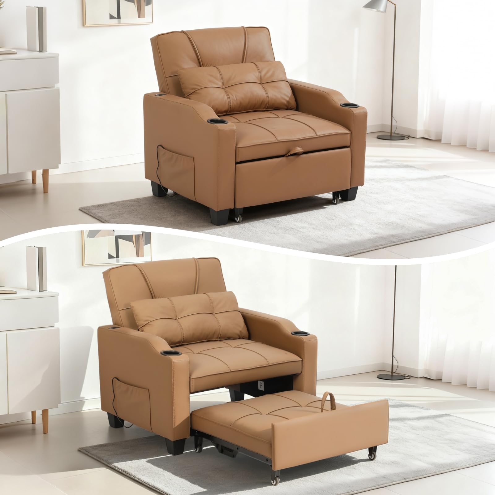 GarveeLife leeper Chair Pull Out Bed 4 in 1 Convertible Sofa Chair Bed ...