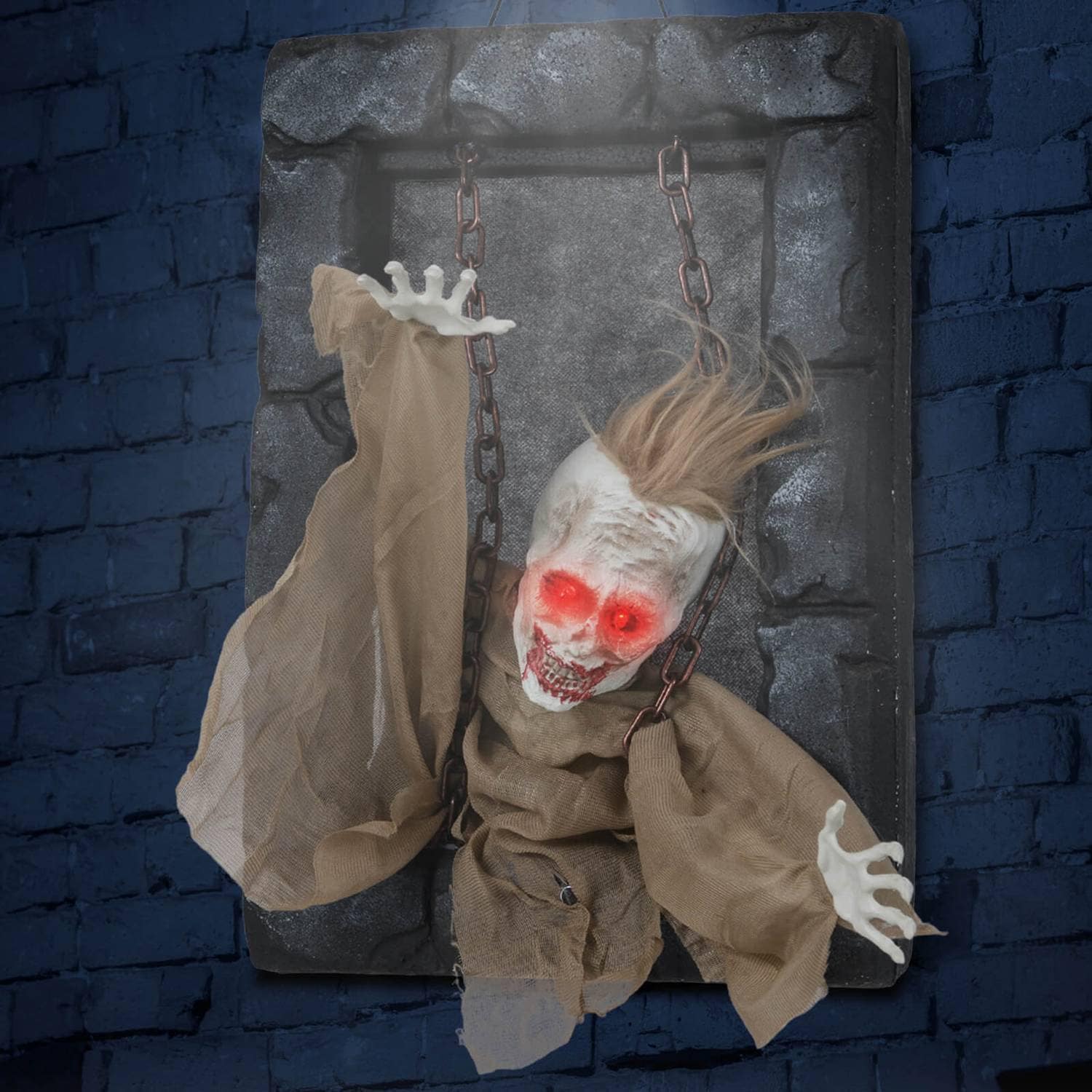 Costway Halloween Hanging Animated Zombie Prisoner Decoration Glowing ...