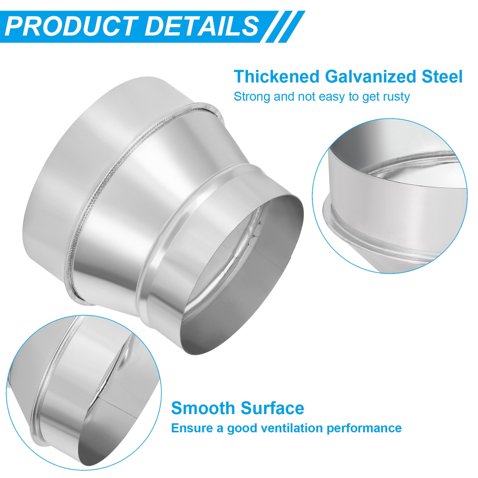 PATIKIL 6 Inch to 5 Inch Round Duct Reducer Increaser Connector 2 Pcs ...