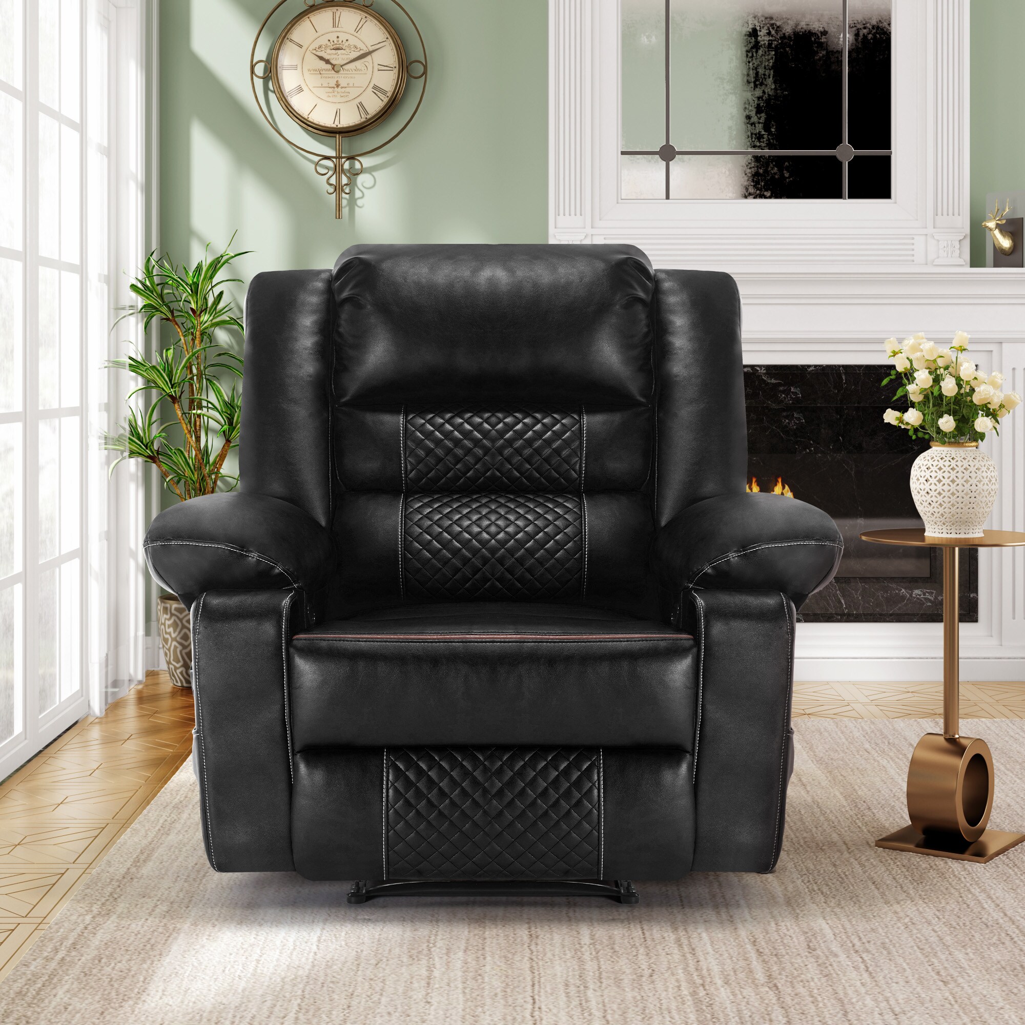 LOVMOR Breathable Leather Massage Recliner Chair Manual Living Room ...