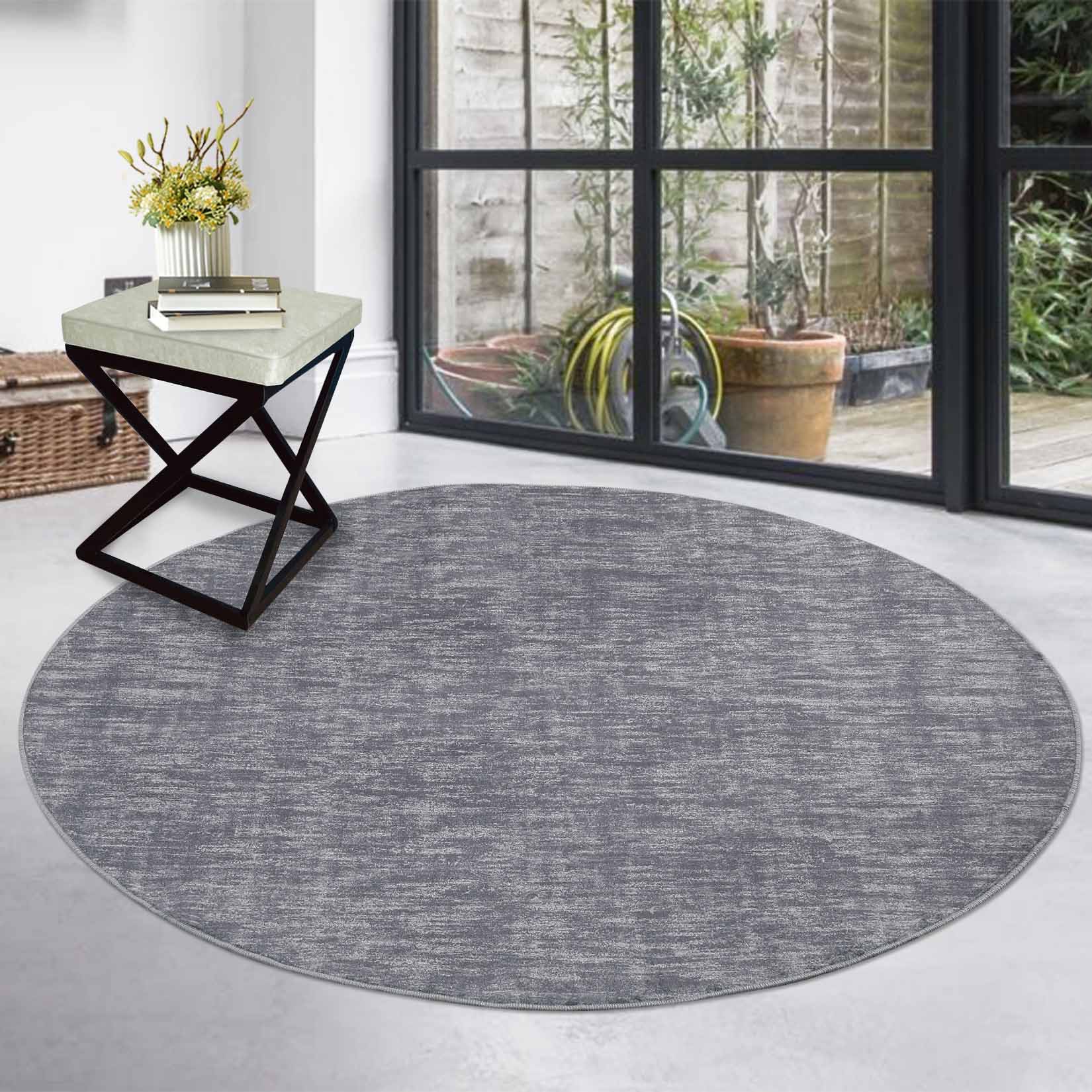 Garvee 4 x 4 (ft) Loomed Polyester Gray Brown Round Indoor/Outdoor ...