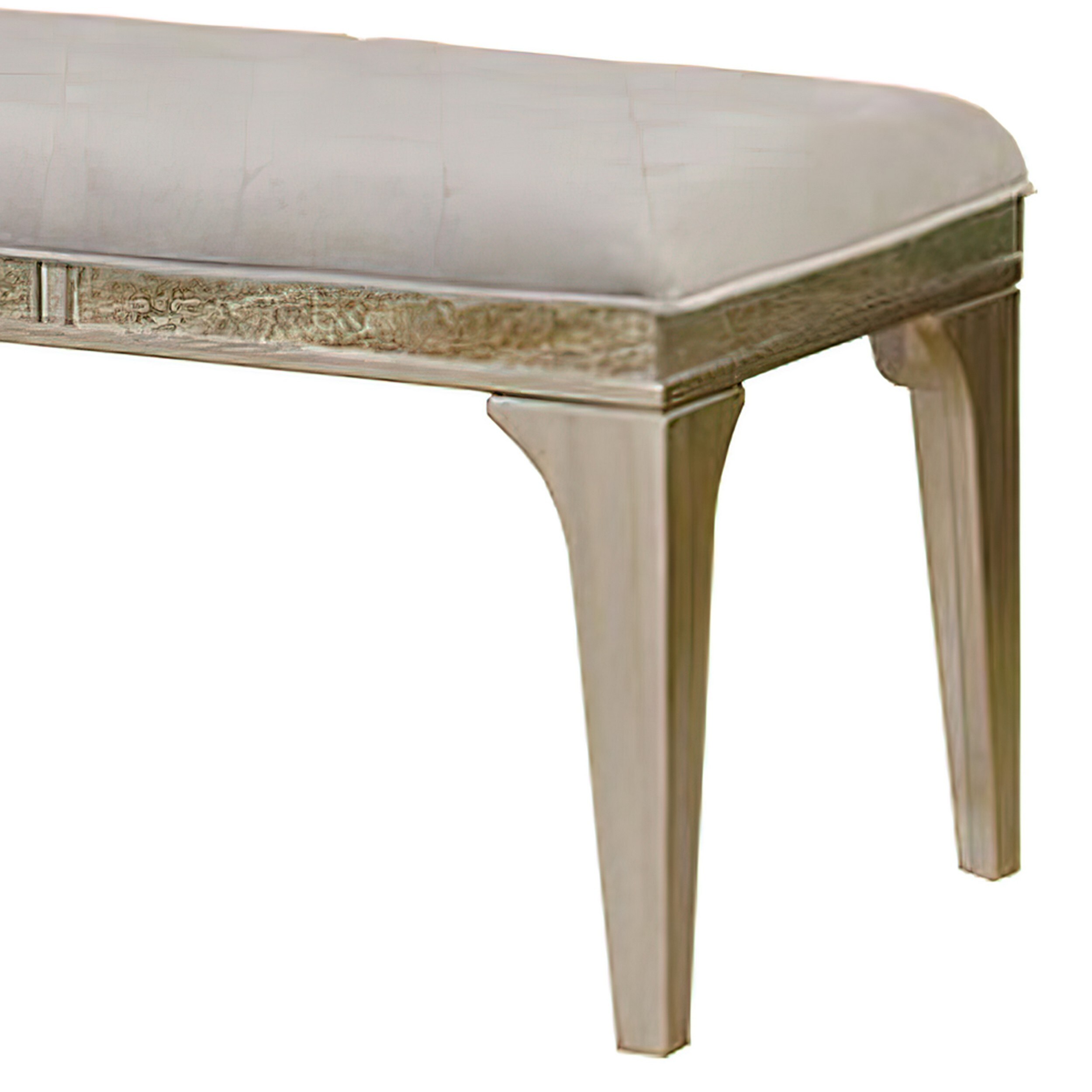 Benzara 50.5 in. Gray and Champagne Silver Backless Bedroom Bench with ...