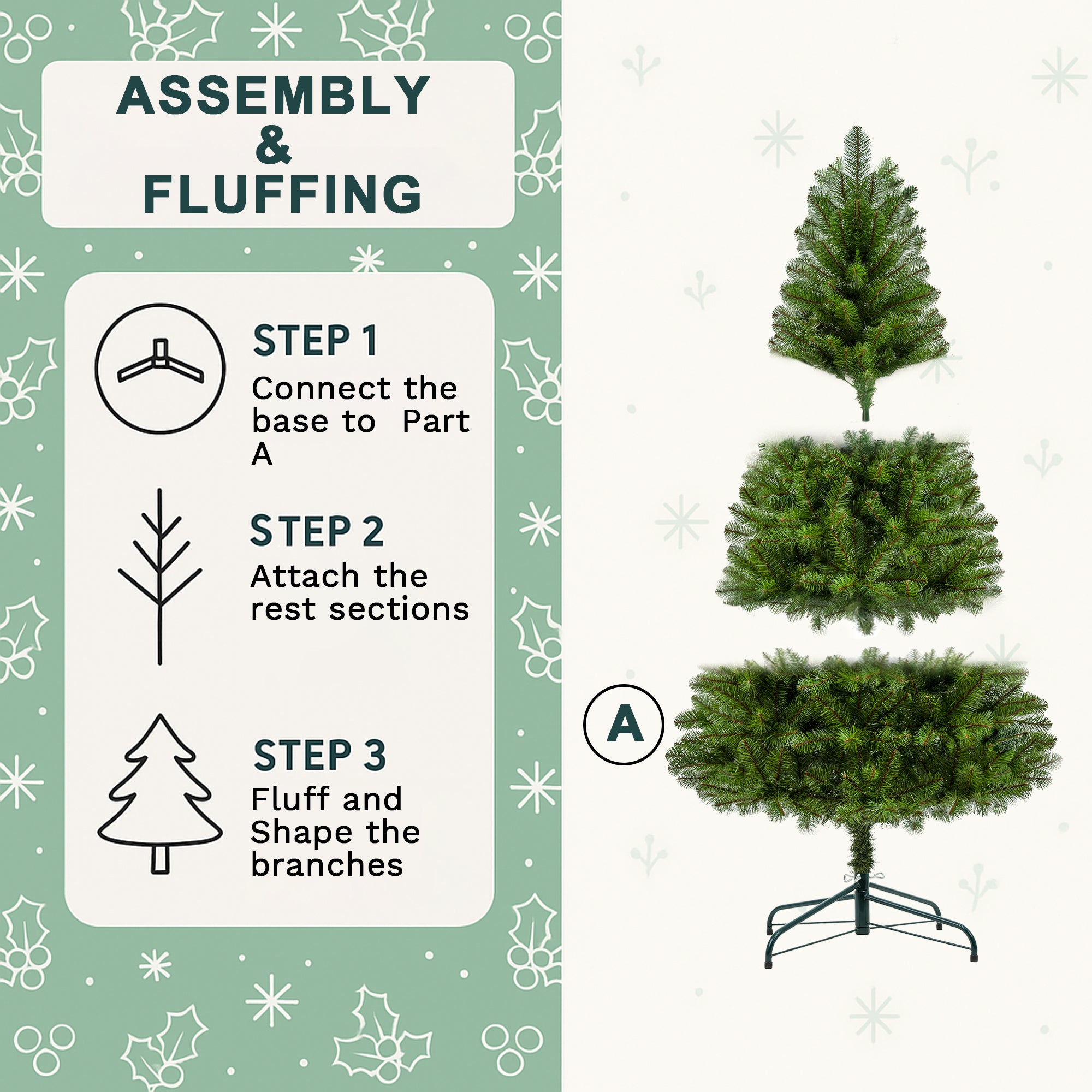Boyel Living 7FT Unlit Artificial Christmas Tree with 775 Tips Full PVC ...