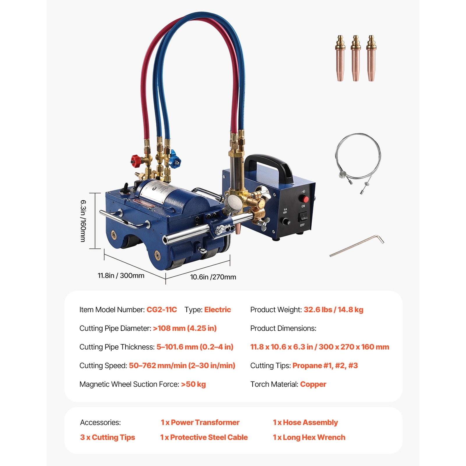 GIVIMO Electromagnetic Gas Pipe Cutting Machine 2 to 30-in Automatic ...