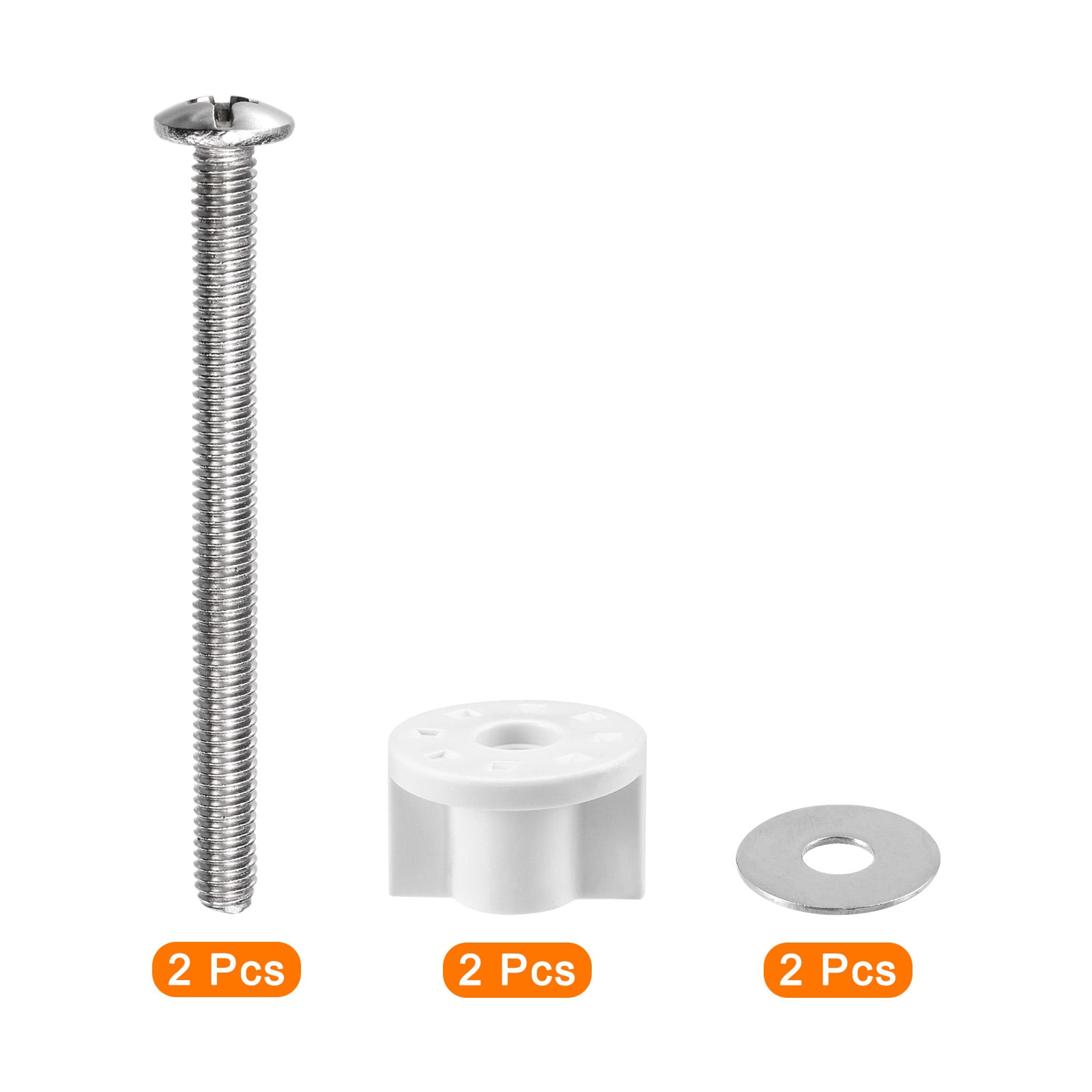 Unique Bargains 2 Set Toilet Seat Hinge Bolt Screw 1/4-20 Toilet Seat ...
