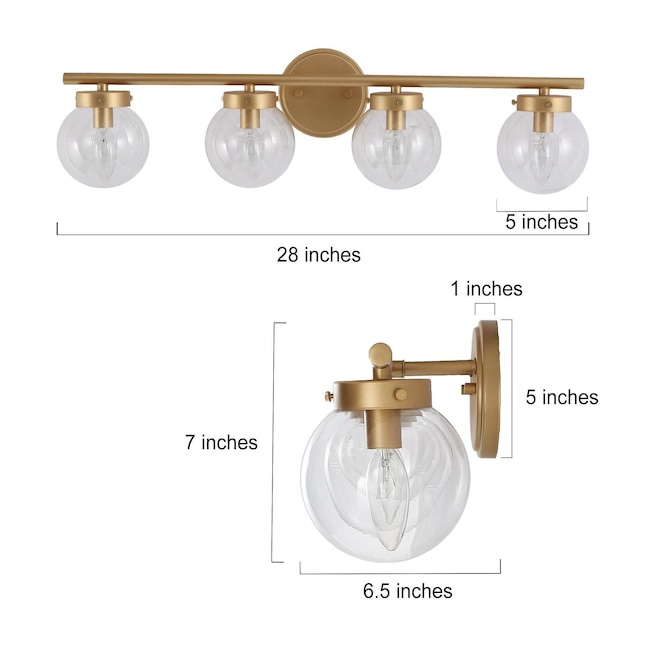 Uolfin 28-in 4 -Light Matte Gold Modern/contemporary Vanity light in ... Uolfin 28-in 4 -Light Matte Gold Modern/contemporary Vanity light in ...