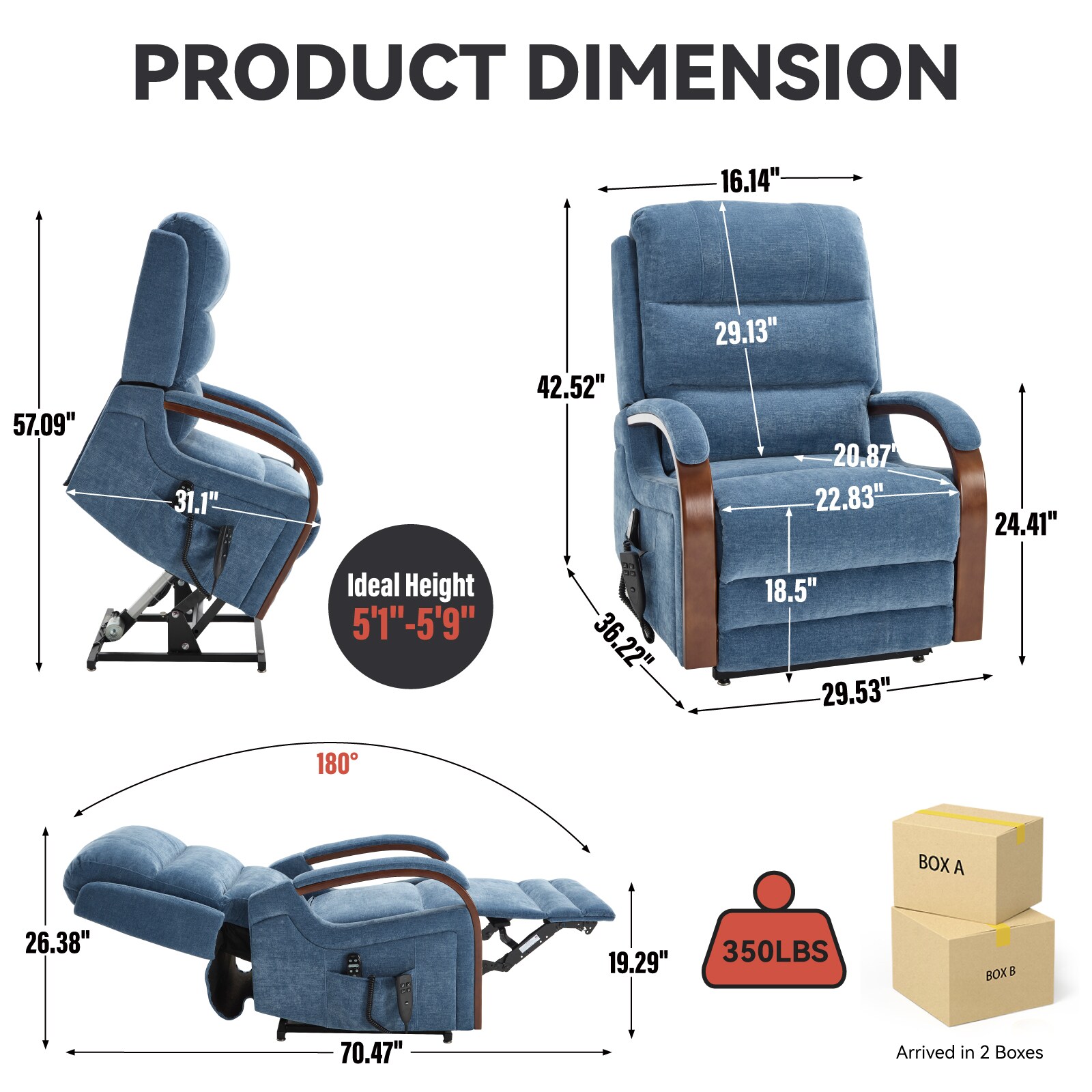 Siavonce Blue Chenille Powered Reclining Massage Chair in the Massage ...