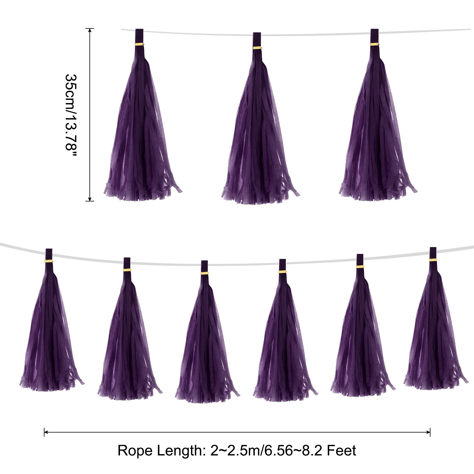 Unique Bargains 15pcs Dark Purple Tassel Garland Banner with Rope ...