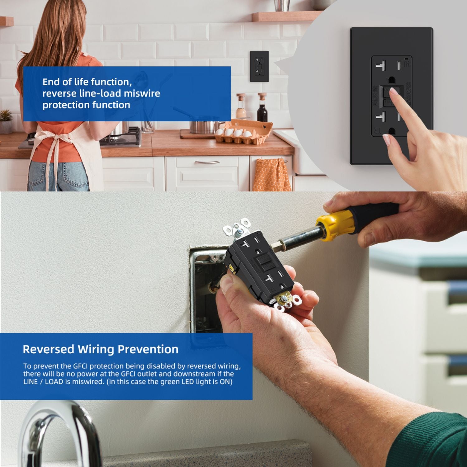 ELEGRP GFCI Outlet 15A Tamper Resistant GFCI Electrical Receptacle w ...