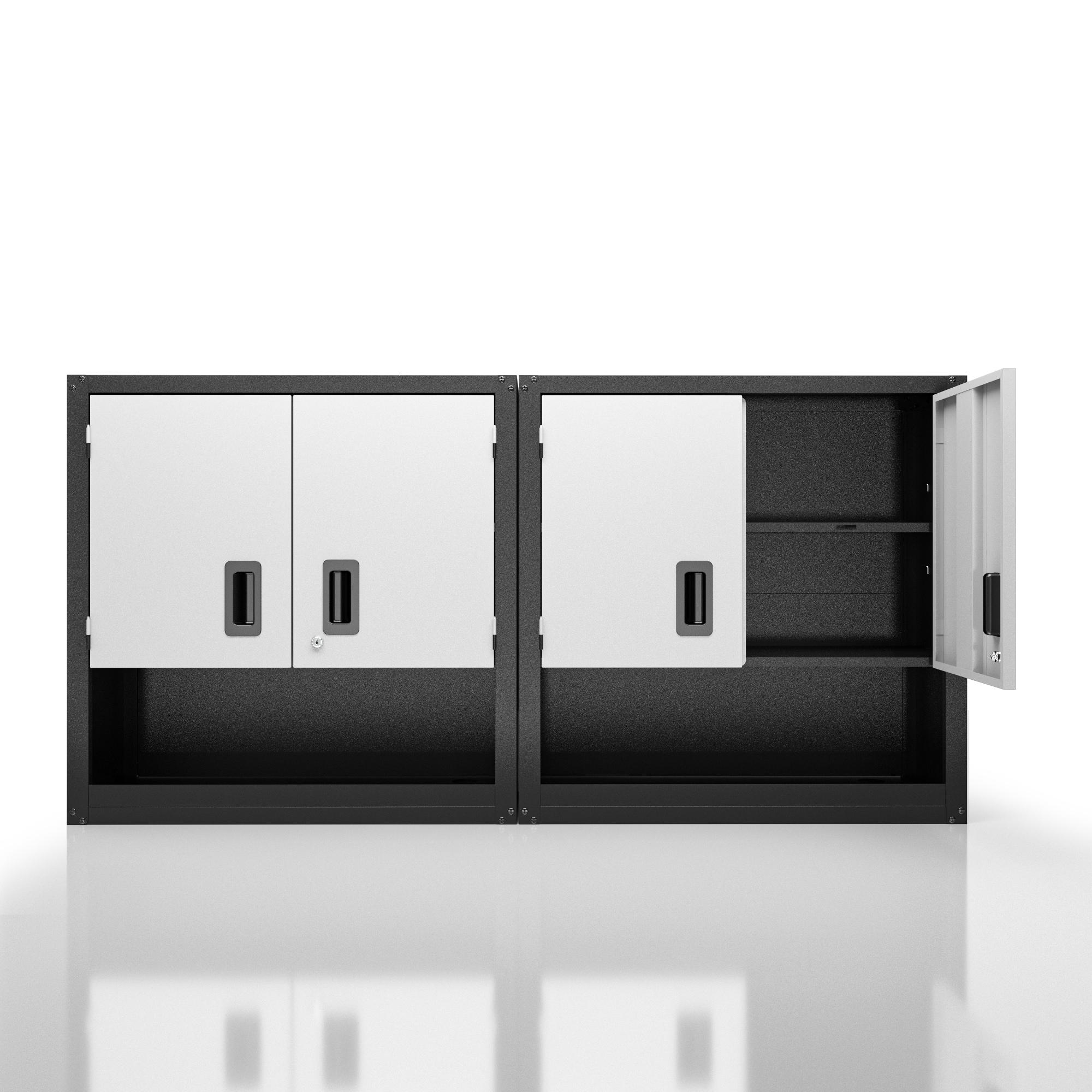 LOVMOR Set of 2 Garage Wall Metal Cabinet with Locking Doors and ...