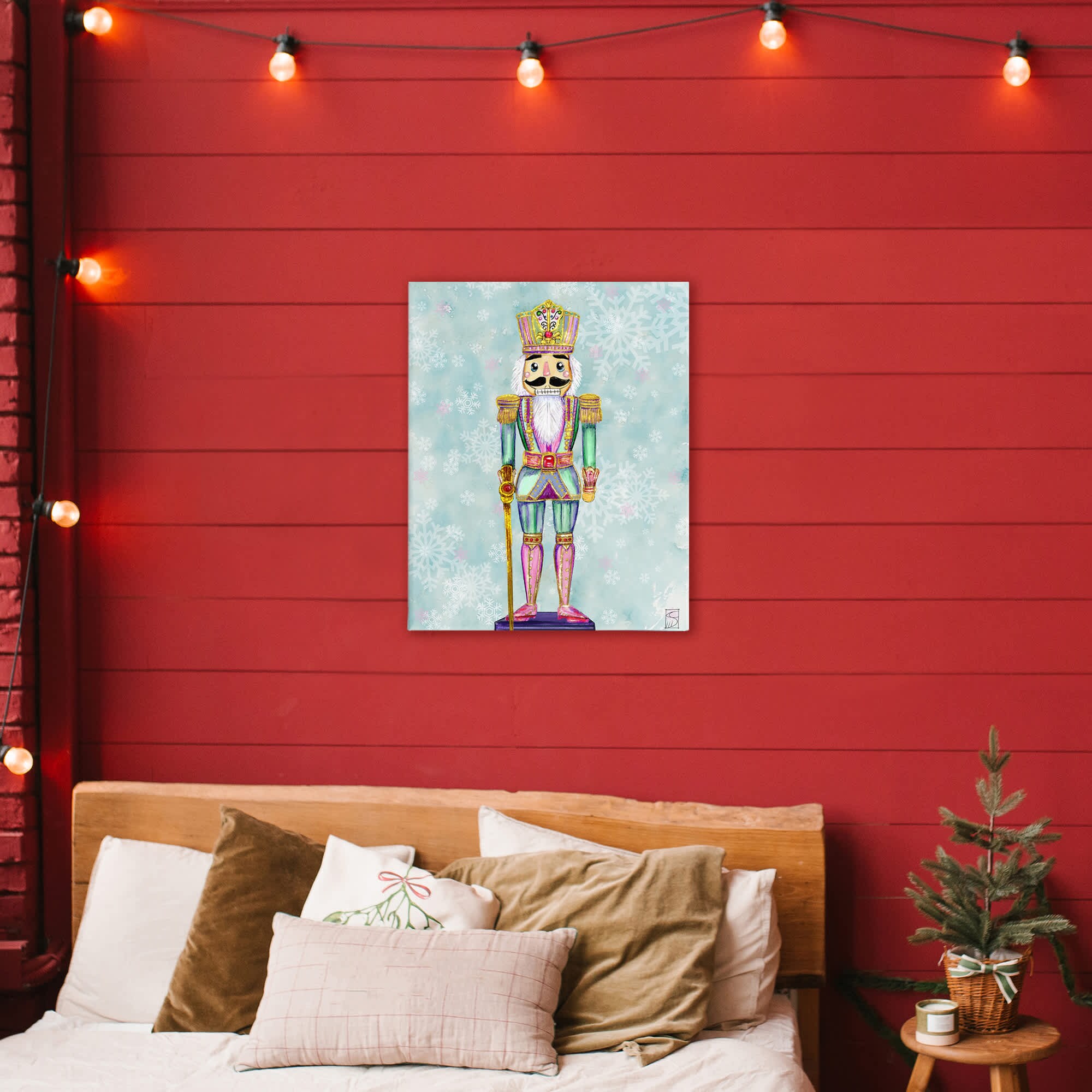 Stupell Industries Pastel Nutcracker over Snowflakes Canvas Art 24 x 30 ...