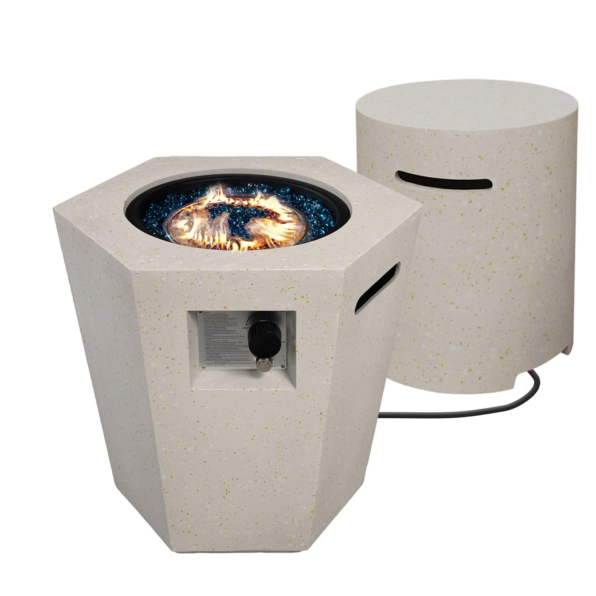 UPHA 24-in W 40000-BTU Beige Concrete Oval Propane Gas Fire Pit in the ...