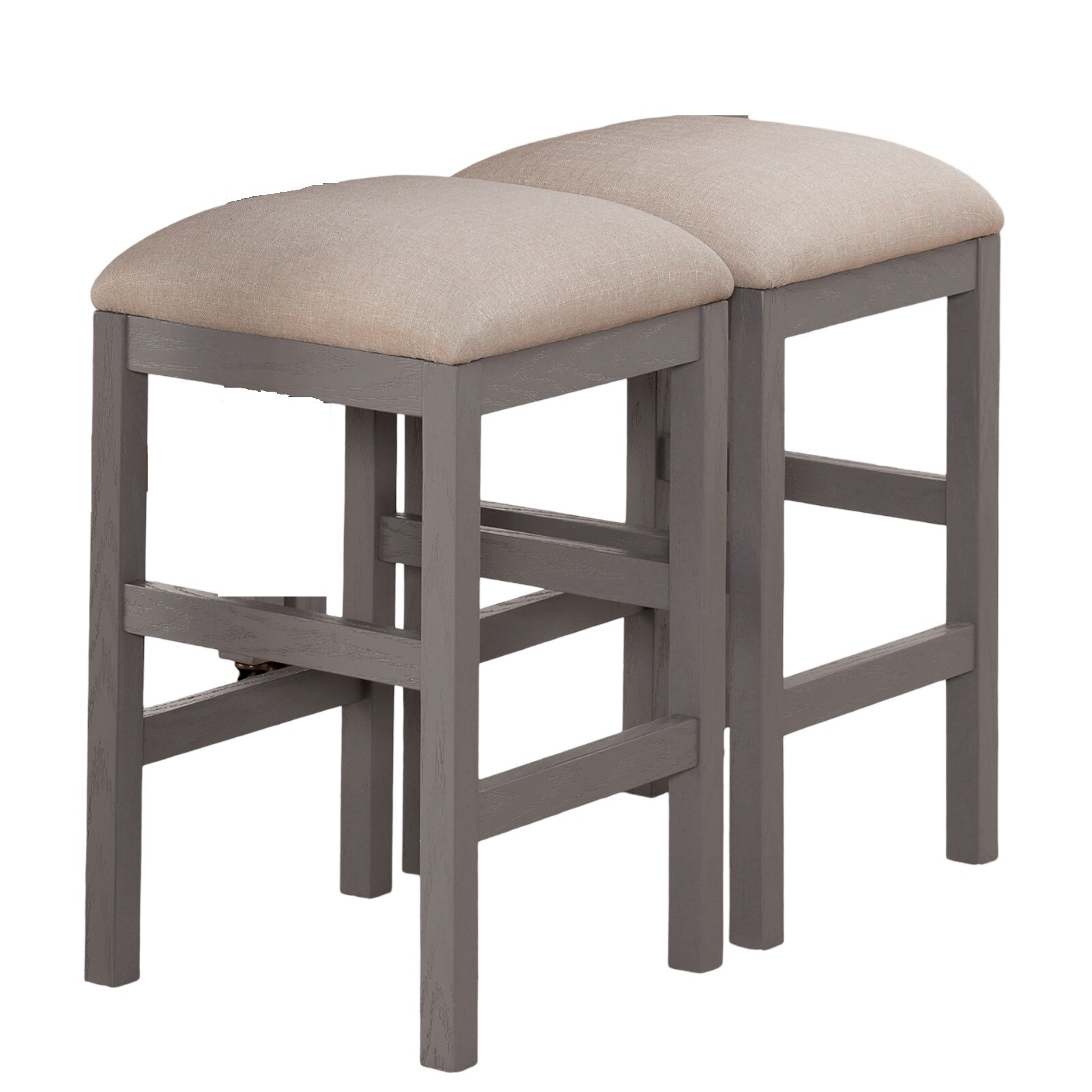 LUXEYARD Light Gray Set of 2pc Stools Kitchen Dining Room Furniture ...