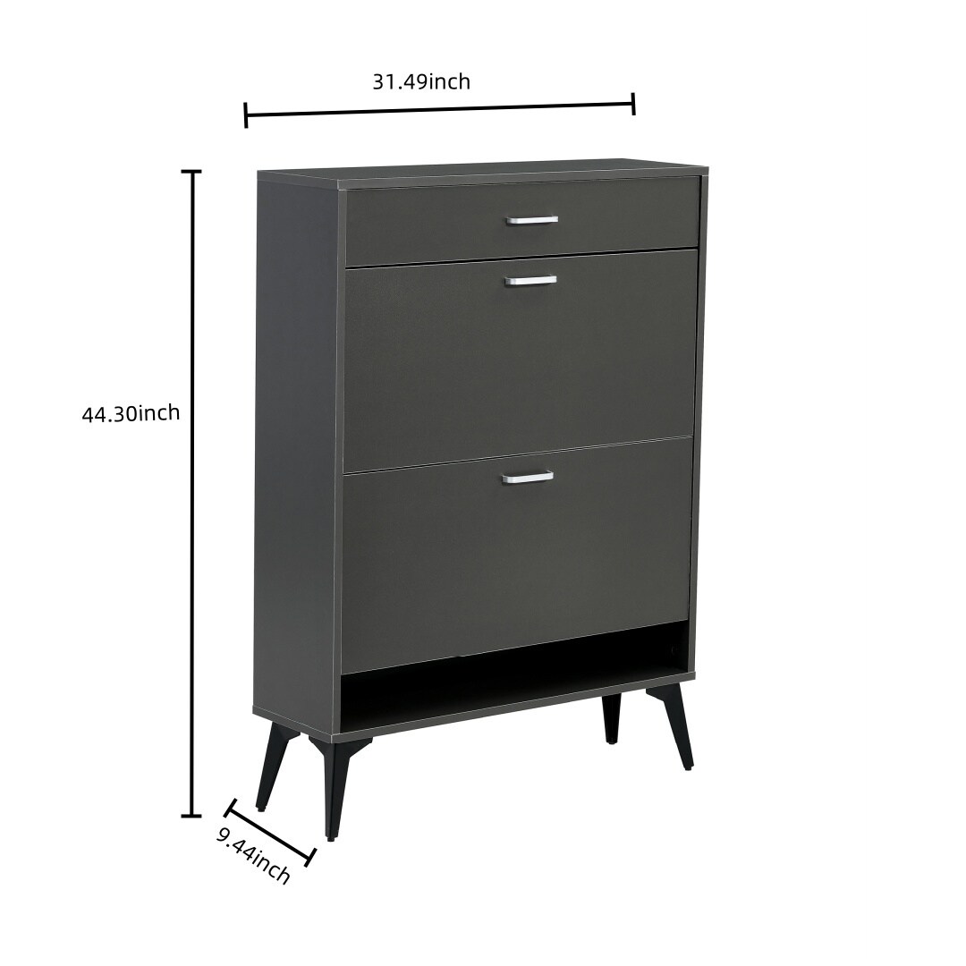 Qeetex Free Standing Cabinet with Metal Legs Space-Saving Design Shoe ...