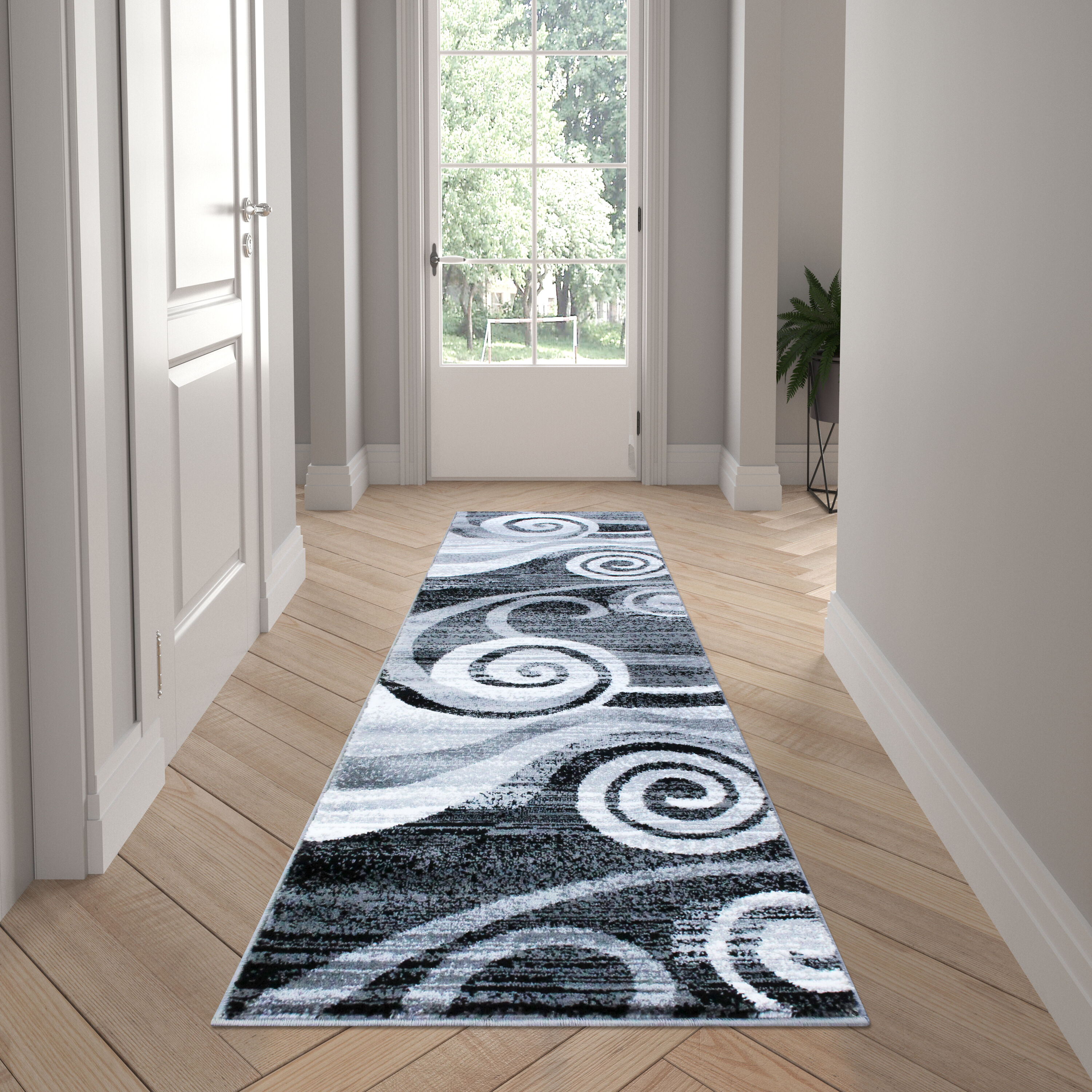 Emma + Oliver Aeris 2-ft x7-ft Contemporary Swirl Plush Pile Accent Rug ...