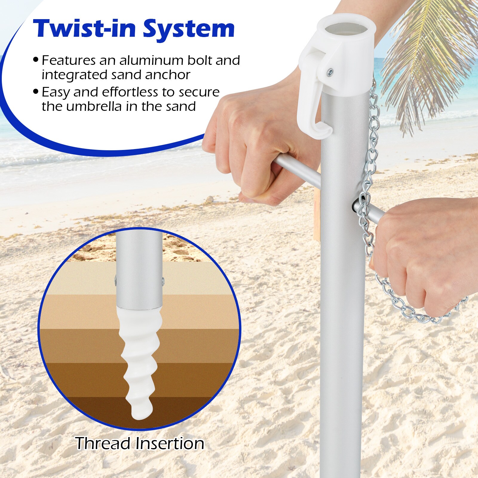 Ayelon 6.5-ft Aluminum Multiple colors/finishes Push-button Tilt Market ...