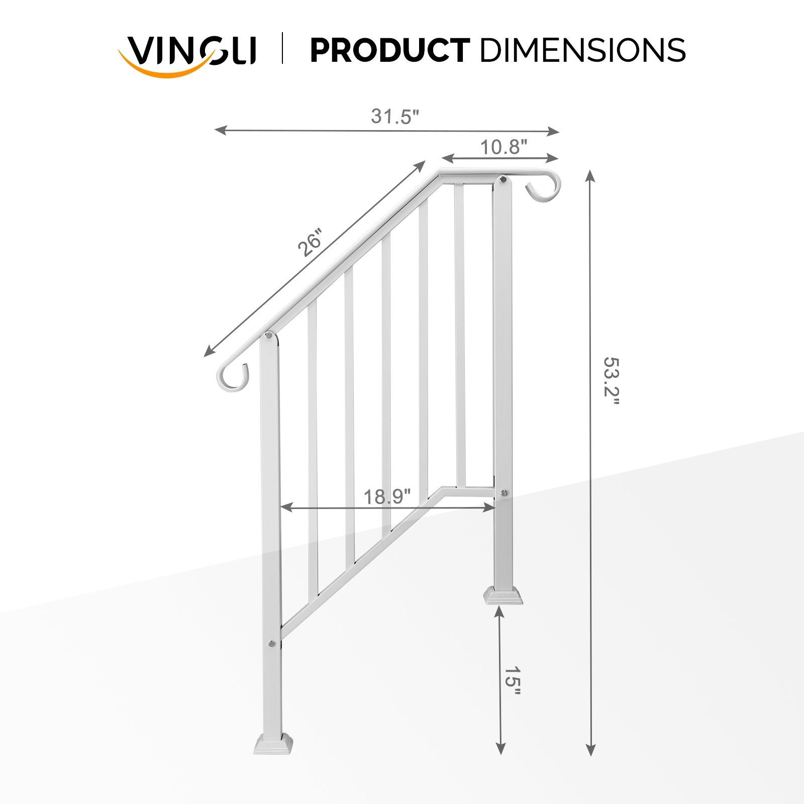 VINGLI 2-3 Steps Handrails for Outdoor Steps/All Weather Use Stair ...