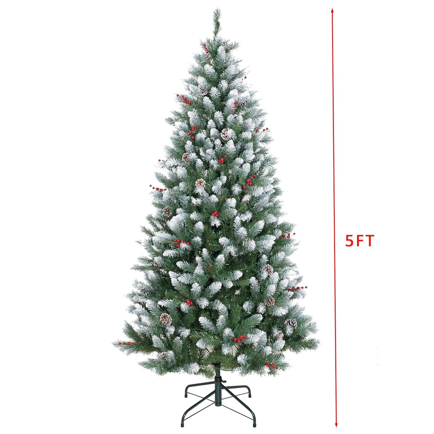 Der Rose 5FT Slim Prelit Pencil Christmas Tree - Auto-Expanding Hinges ...