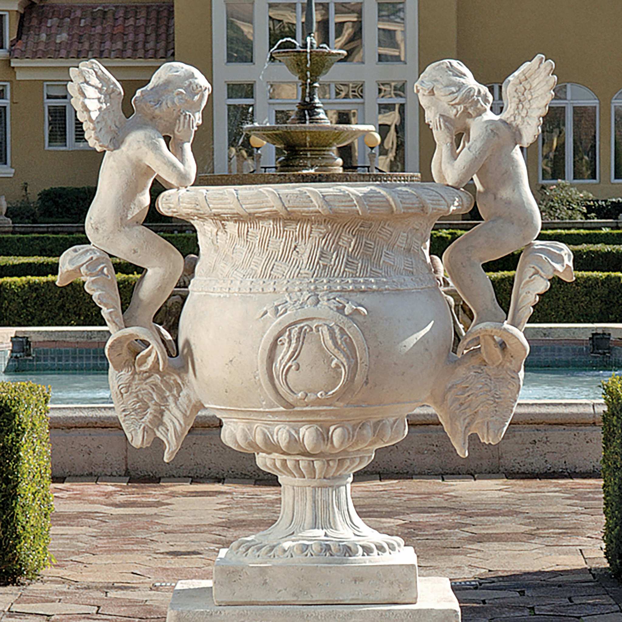 Design Toscano Urn 22-in W x 38-in H Off-white Fiberglass Outdoor ...