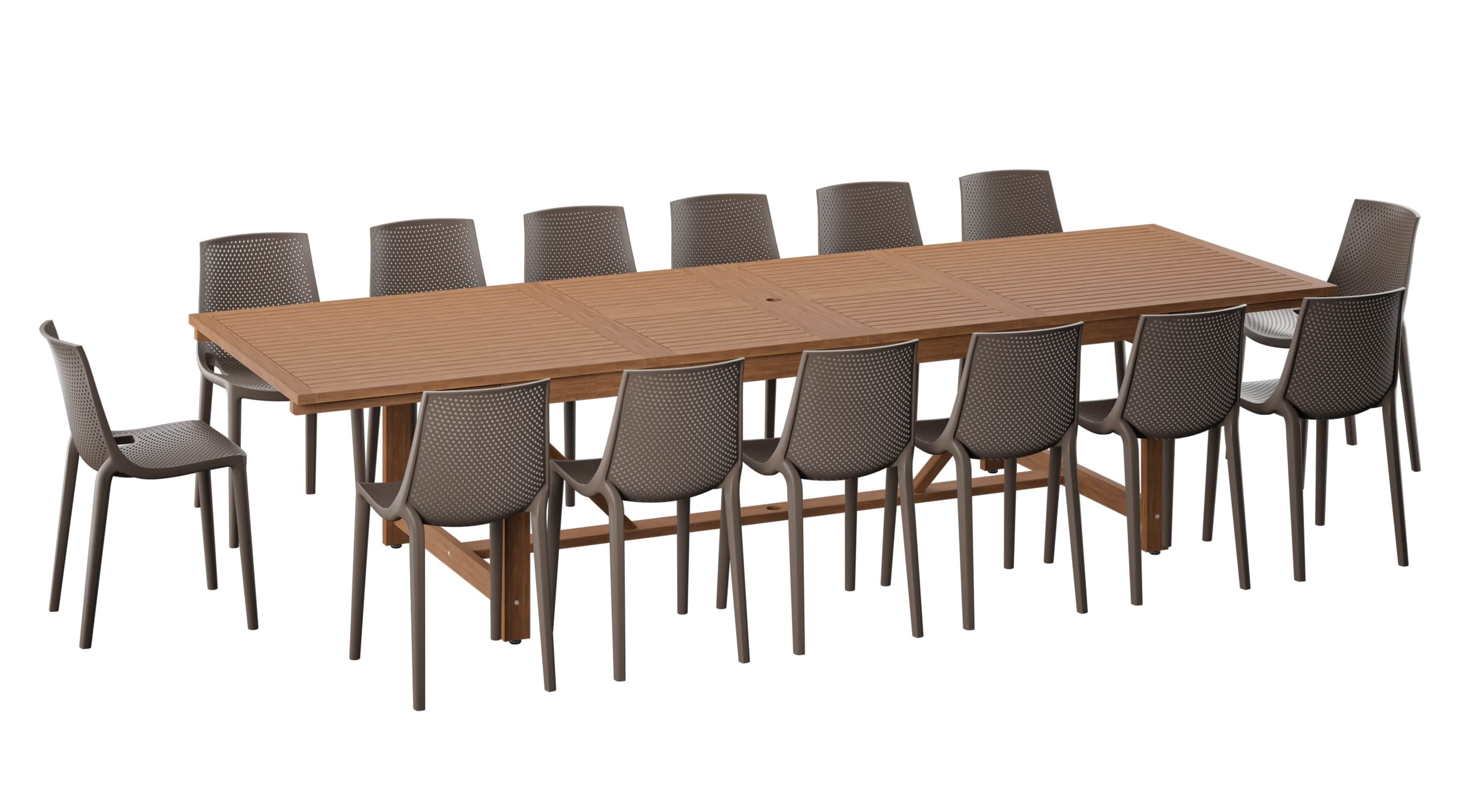 Urban Elements Yonaguni 15 Piece Outdoor Rectangular Extendable Dining ...