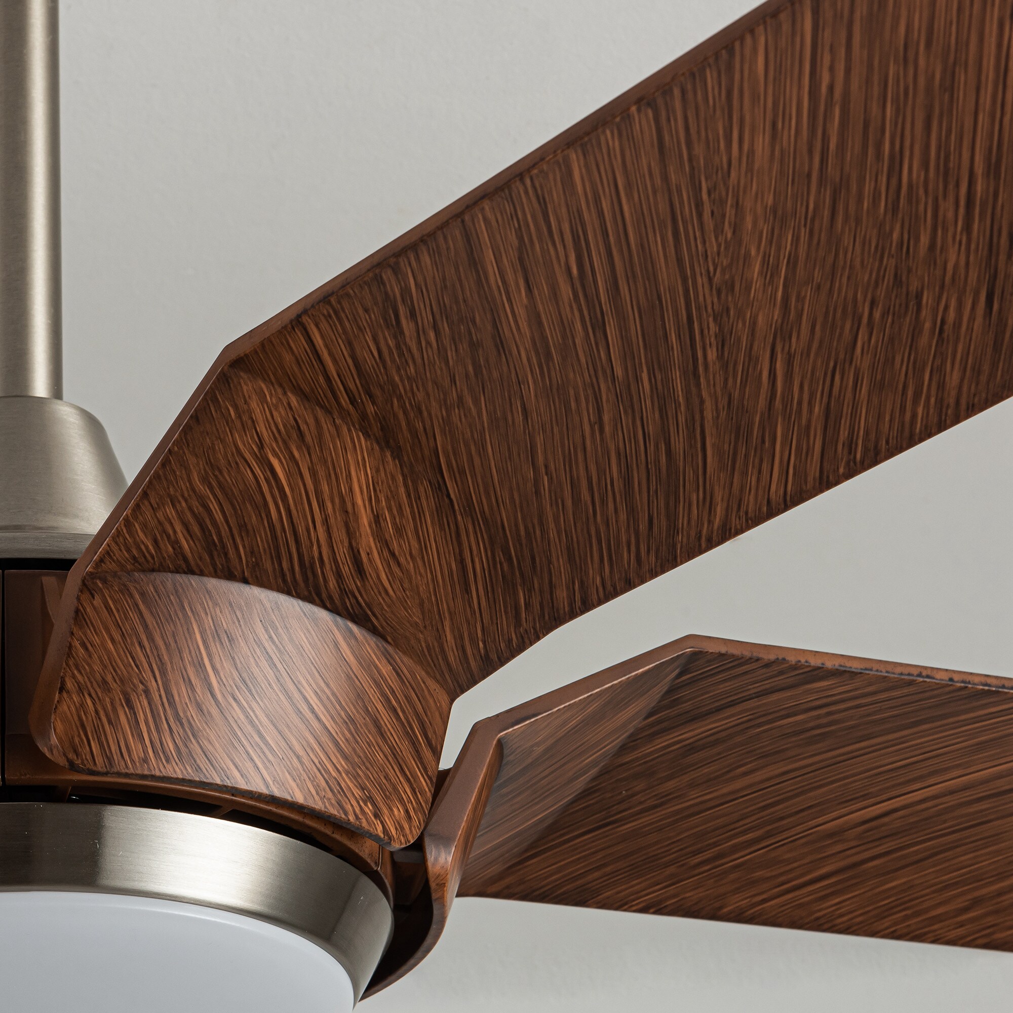 Parrot Uncle 65-in Satin Nickel with Brown Blades Color-changing ...