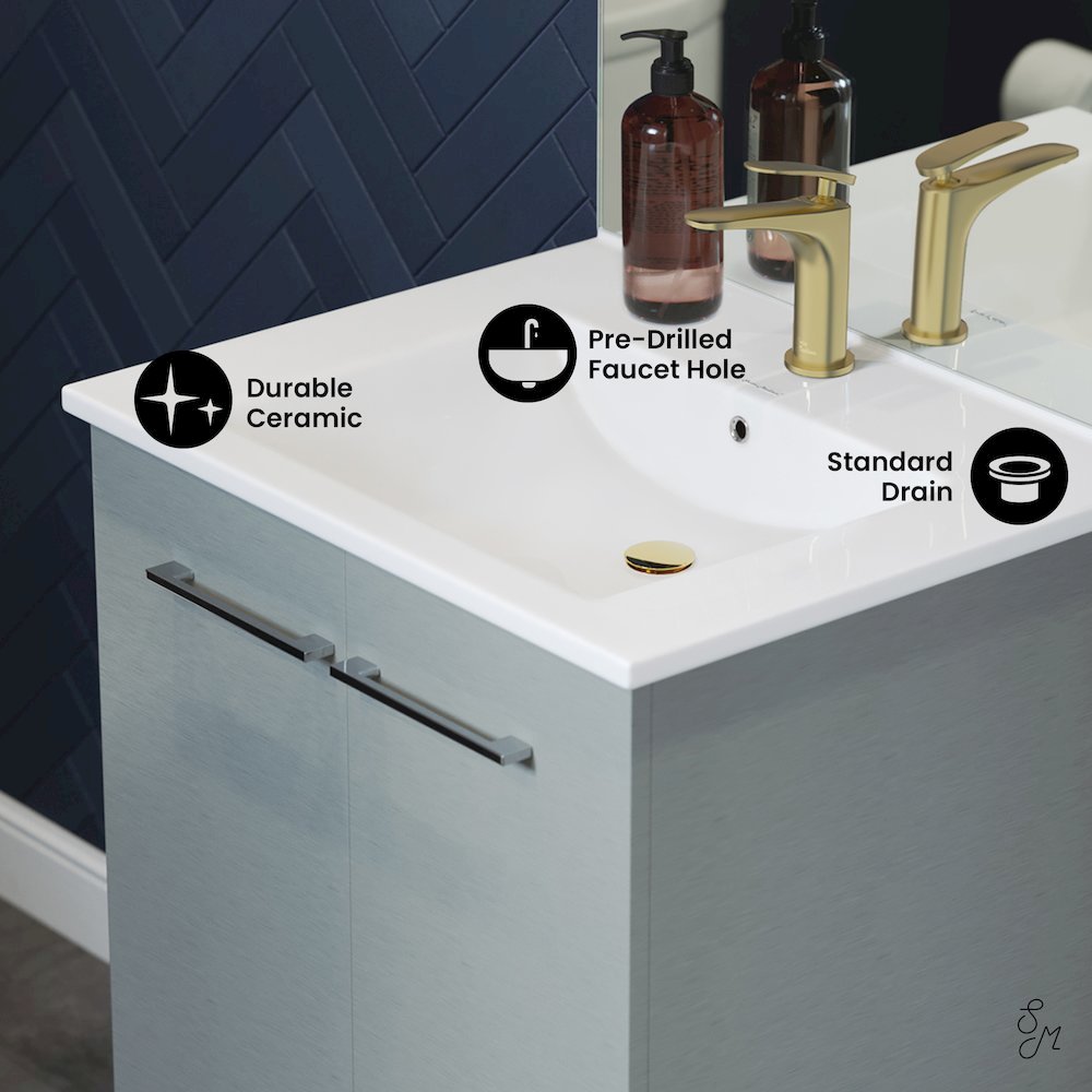 Swiss Madison Annecy 24 Freestanding Bathroom Vanity in Gray with Sink ...