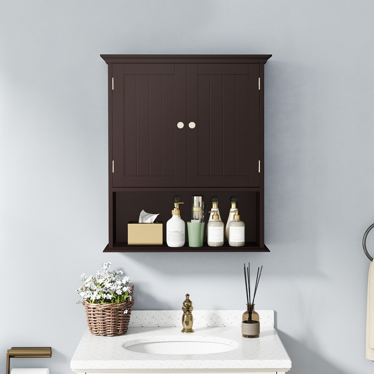 Costway Wall Mount Bathroom Cabinet Storage Organizer Medicine Cabinet ...