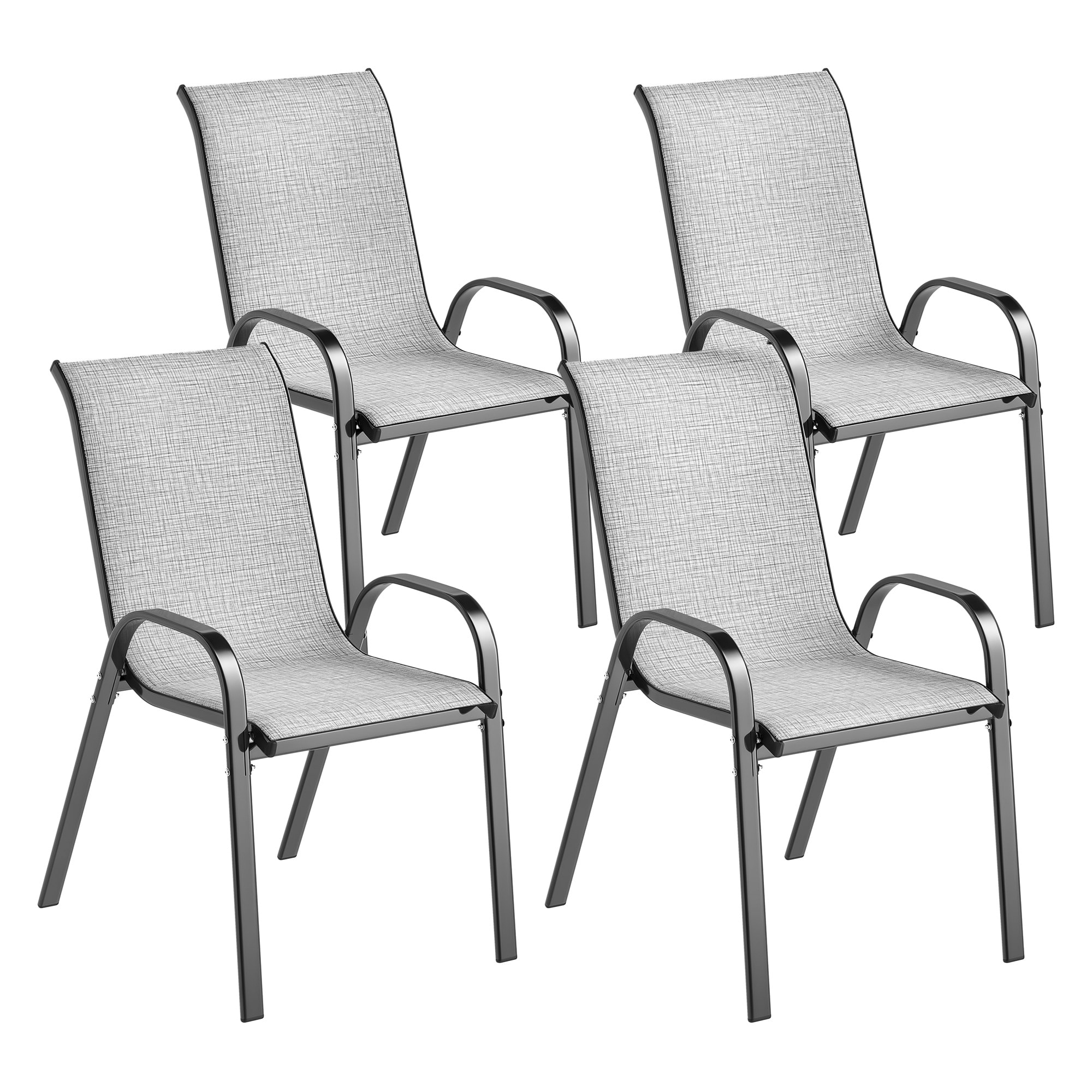 Outsunny Outdoor Dining Chairs Set of 4 Stackable Outdoor Patio Chairs ...