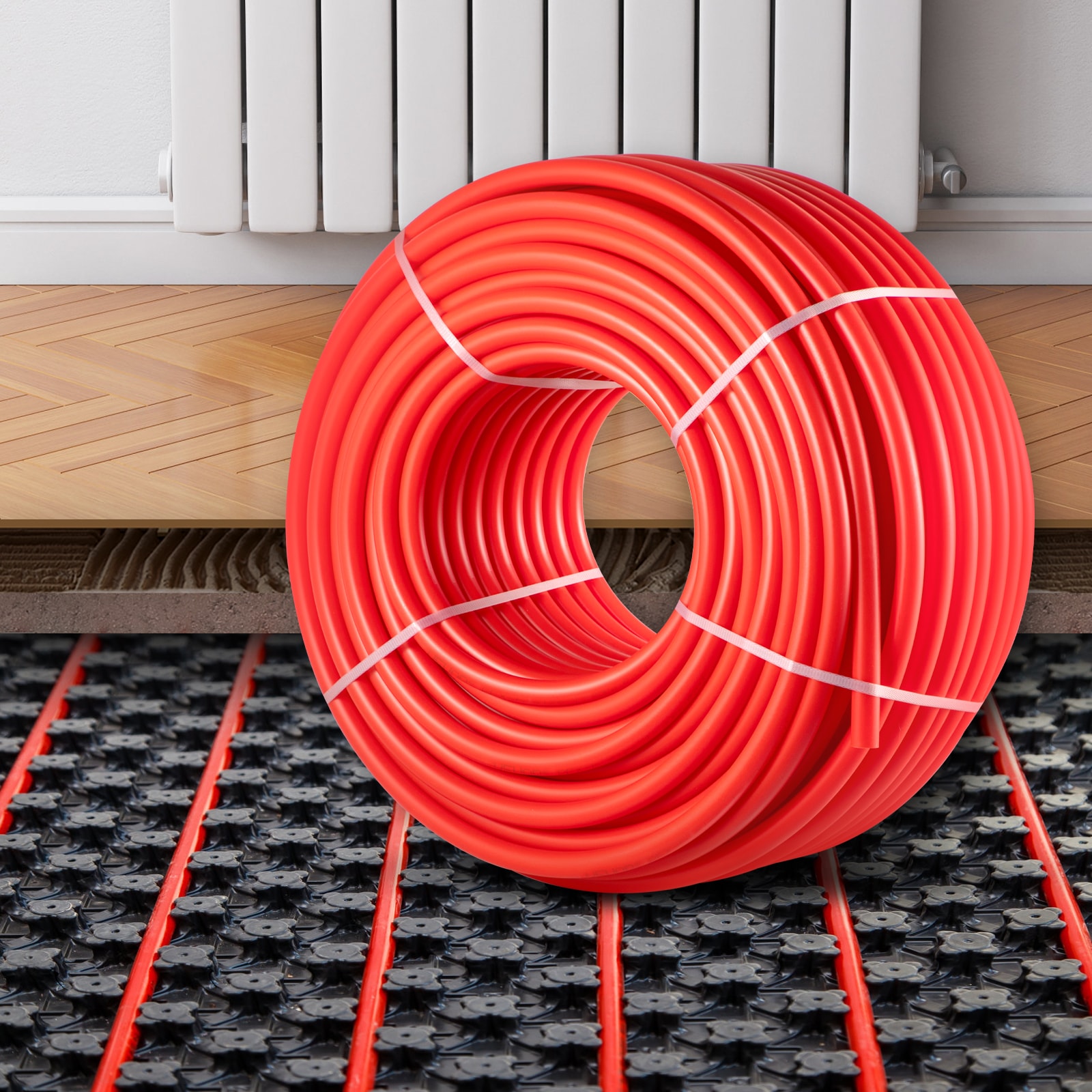 SVOPES 1 x 500FT PEX Tubing Red Non-Oxygen Barrier PEX-B Pipe Flexible ...