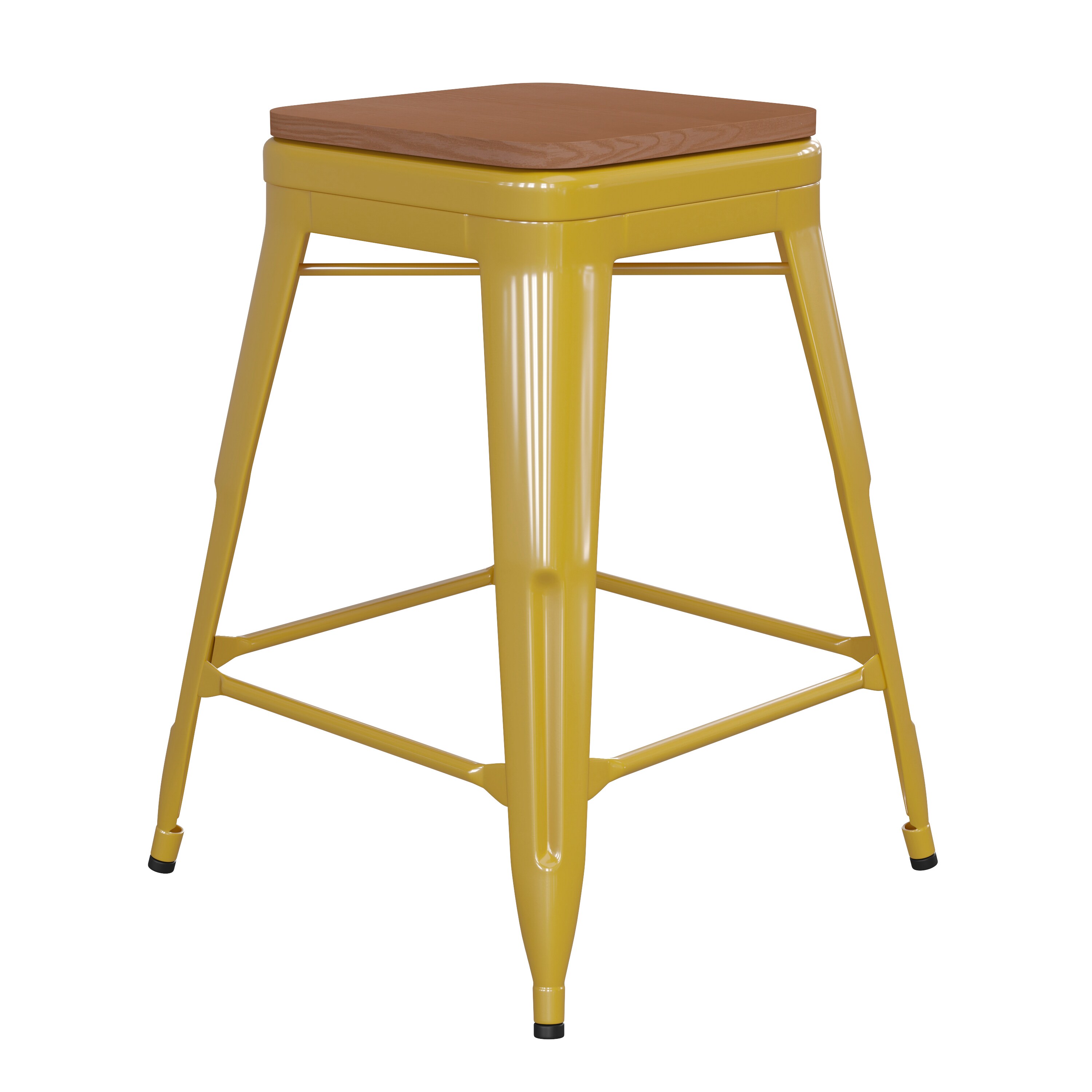 Flash Furniture Kai Commercial Grade 24-in High Backless Yellow Metal ...