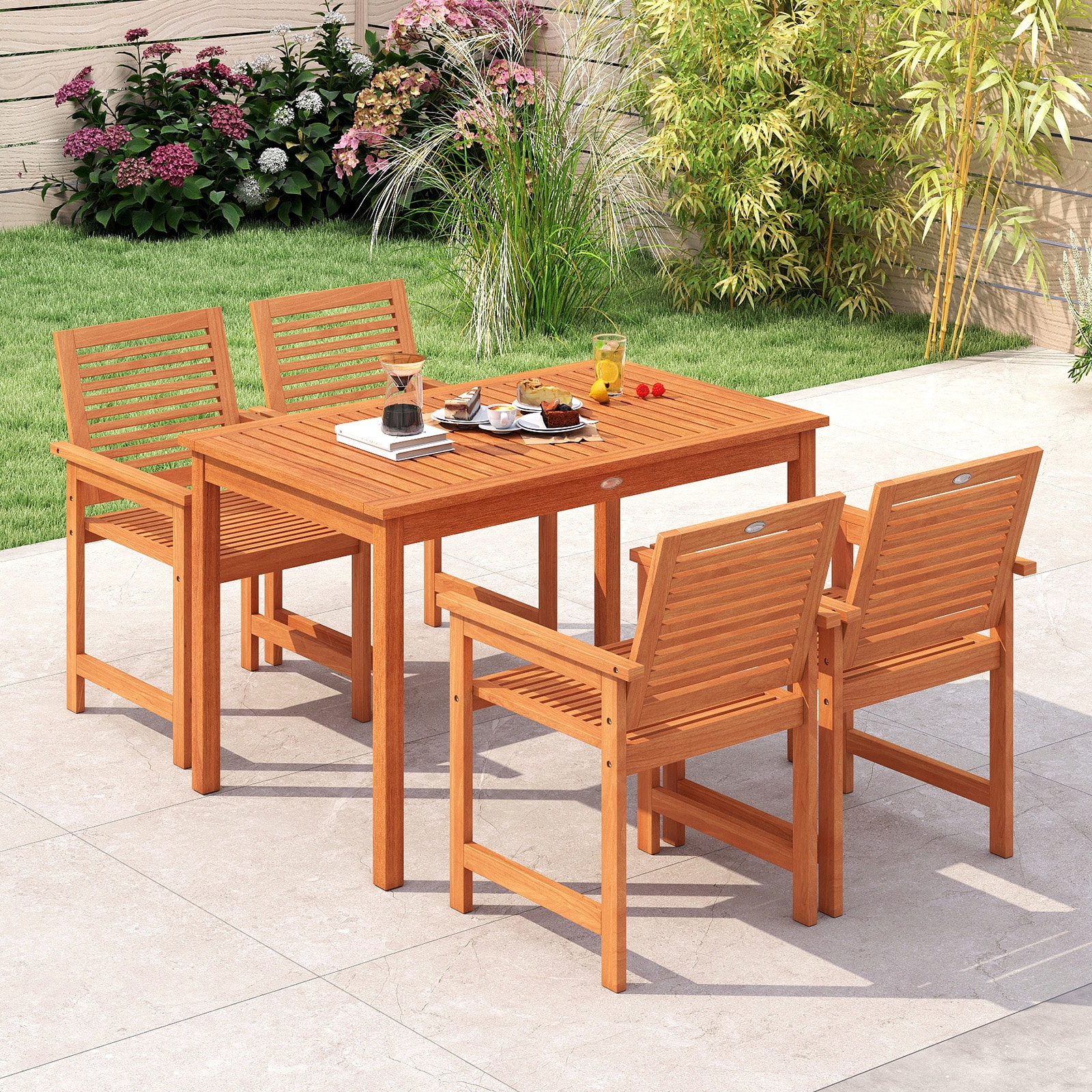 Volenca 48-in Wood Rectangular Patio Dining Table 220-lb Capacity in ...