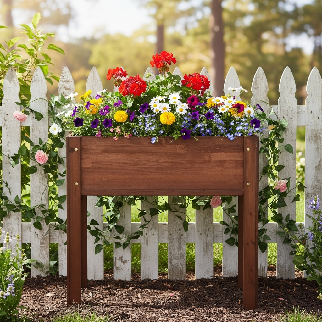 Tinyhomie 31x31x16 inch Raised Garden Bed with Legs Elevated Wooden ...