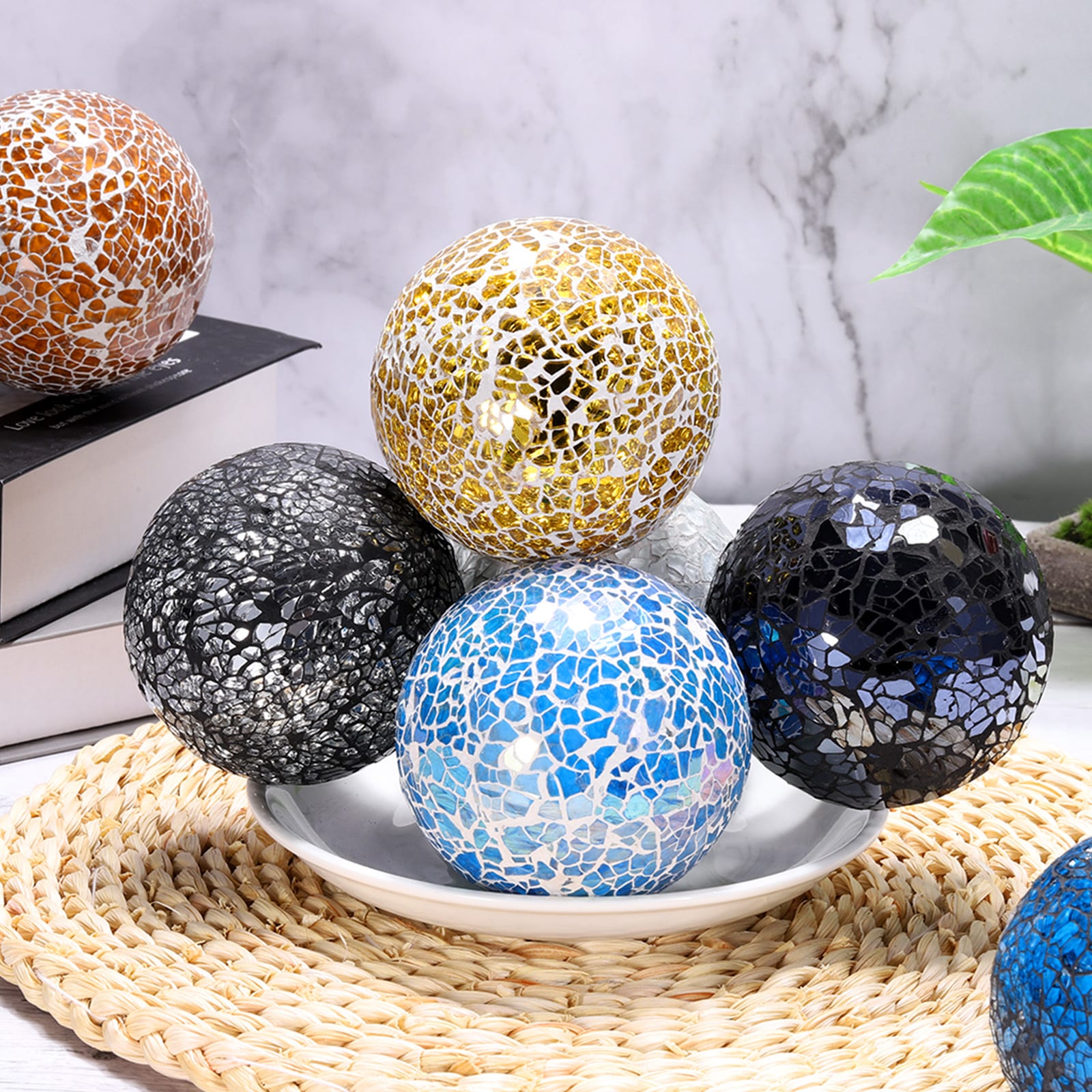 Unique Bargains 6pcs Decorative Glass Balls 2.36 Inch Orbs Centerpiece ...