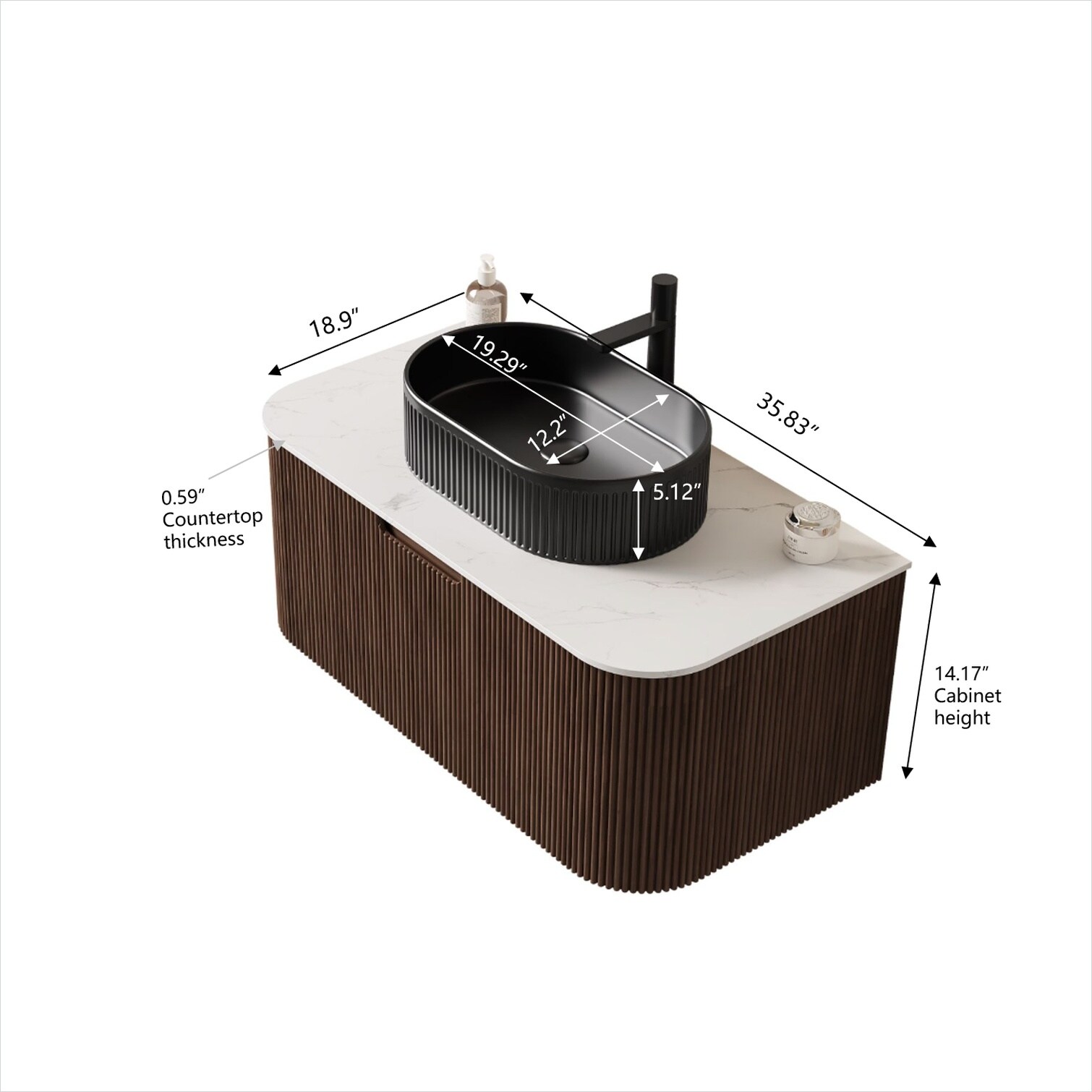 Naturefalls Modern Wall-Mounted Bathroom Vanity with Oval Sink 36-Inch ...