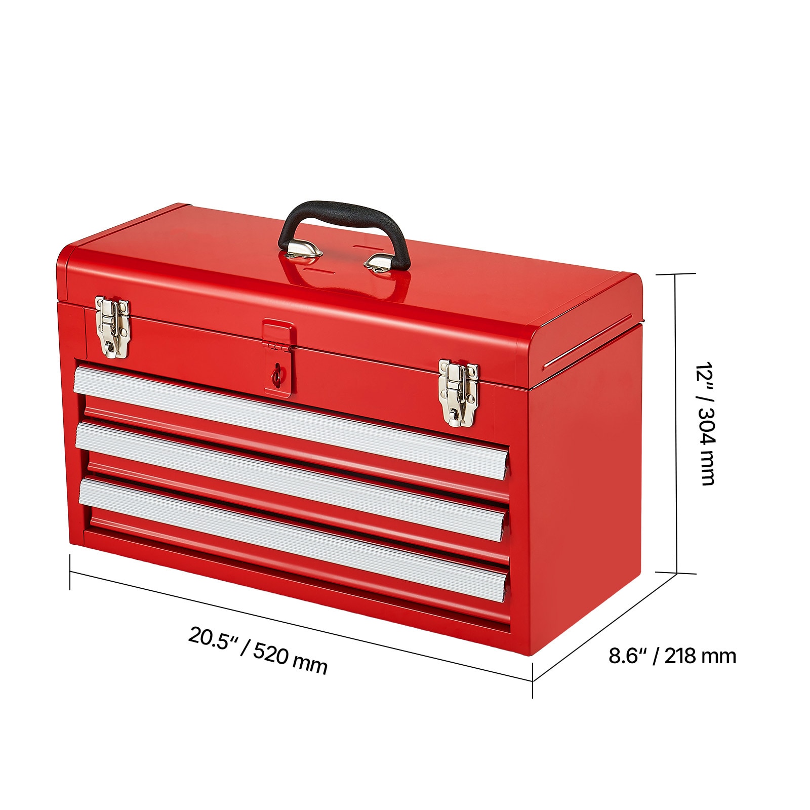 GIVIMO 20.5-in Red Metal Tool Box with 3 Drawers Contractor Steel Tool ...