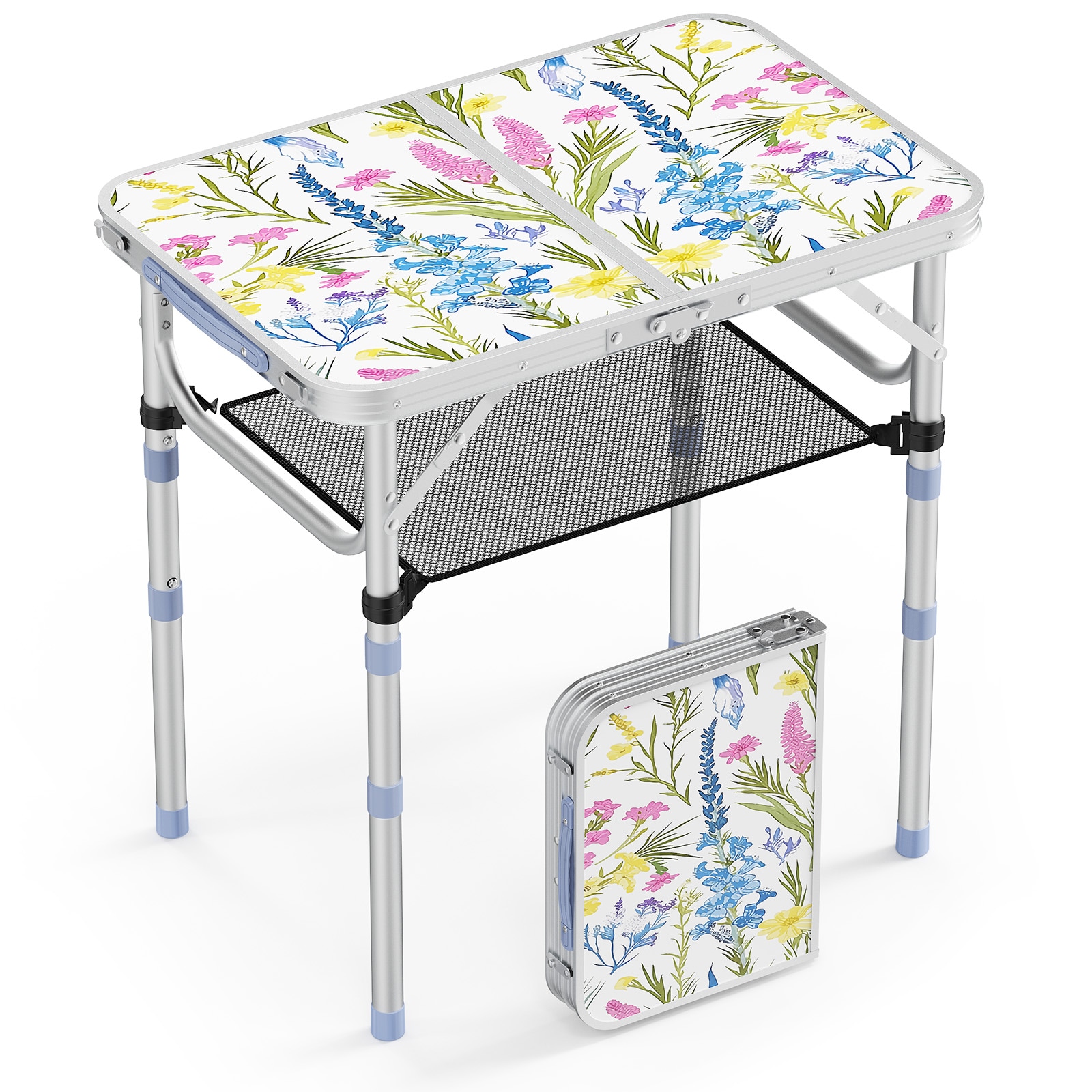 VINGLI Small Folding Table Portable 2FT Aluminum Foldable Camping Table ...