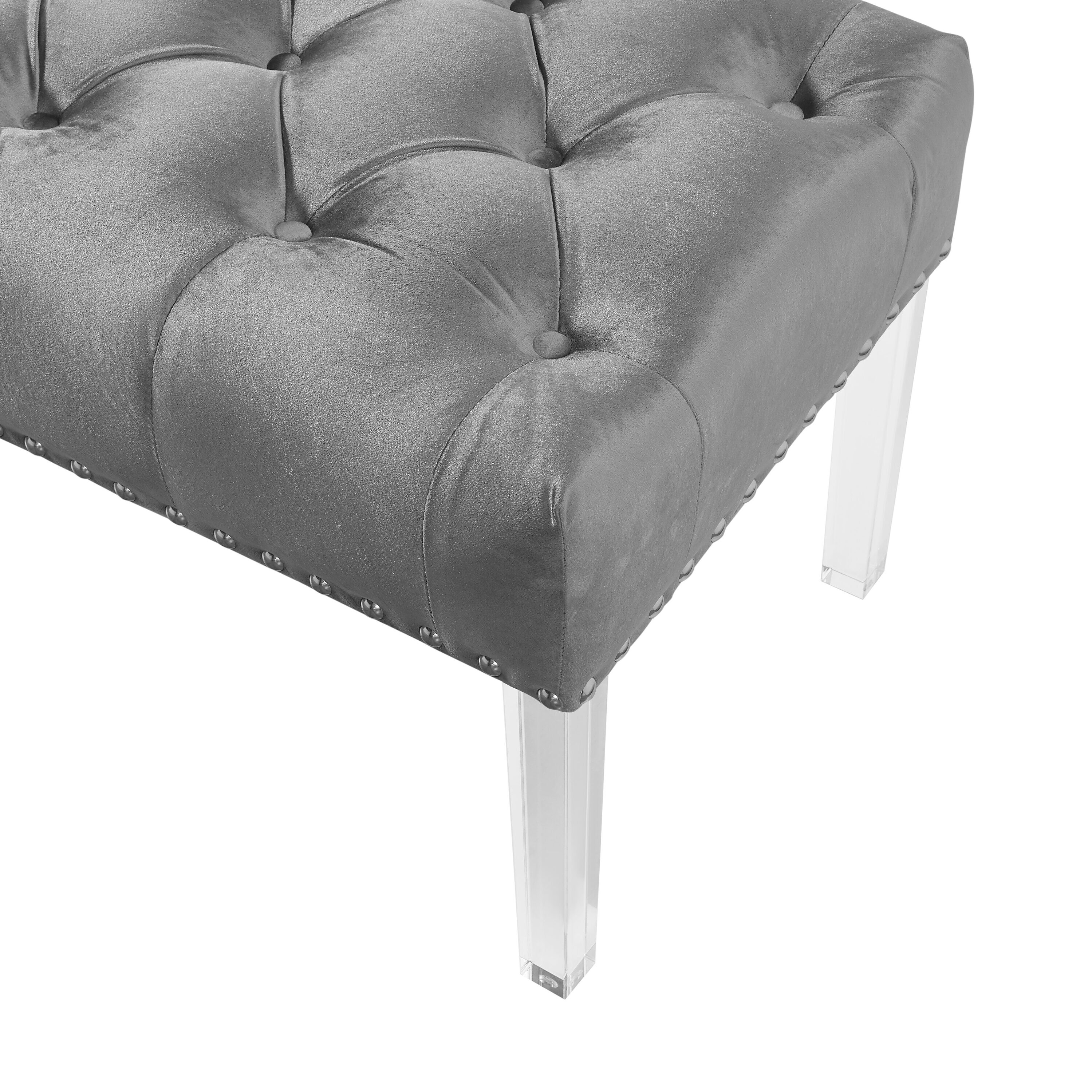 Roundhill Furniture Valley Modern Grey Accent Bench 49-in x 19-in x 19 ...