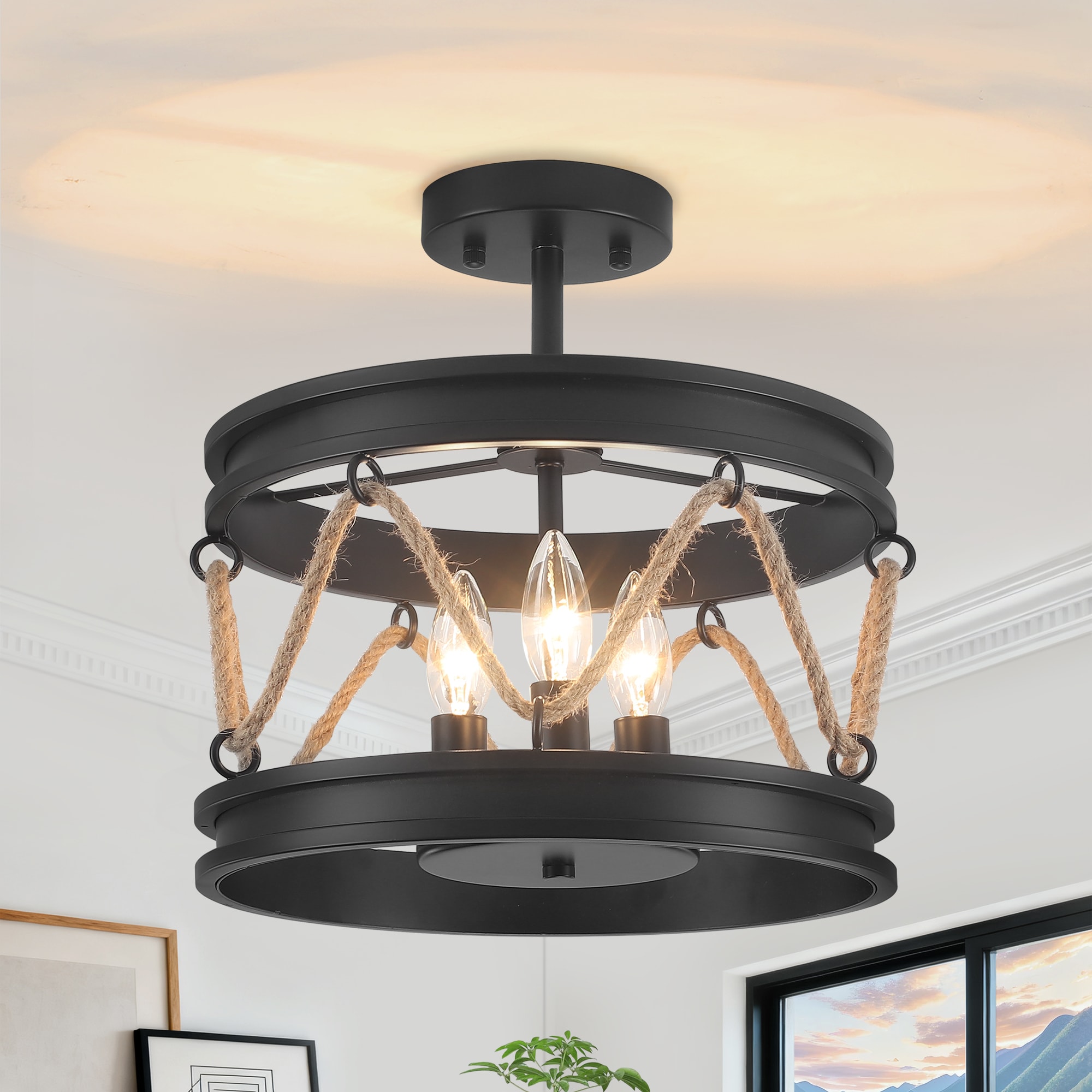ZSMIHDOH 12.59-in Black Metal Ceiling Light Mount in the Ceiling Light ...
