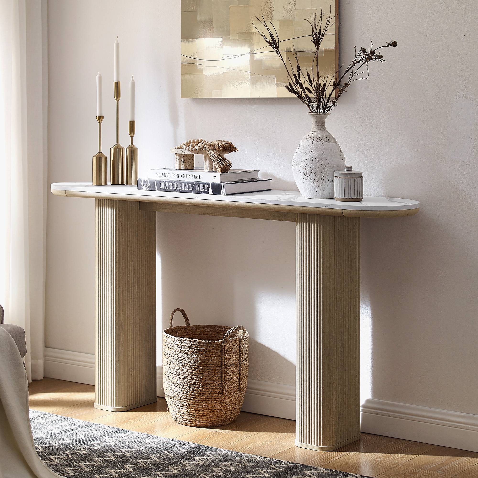 OKD 63Inch Modern Console Table Narrow Entryway Tables for Hallway Arc ...